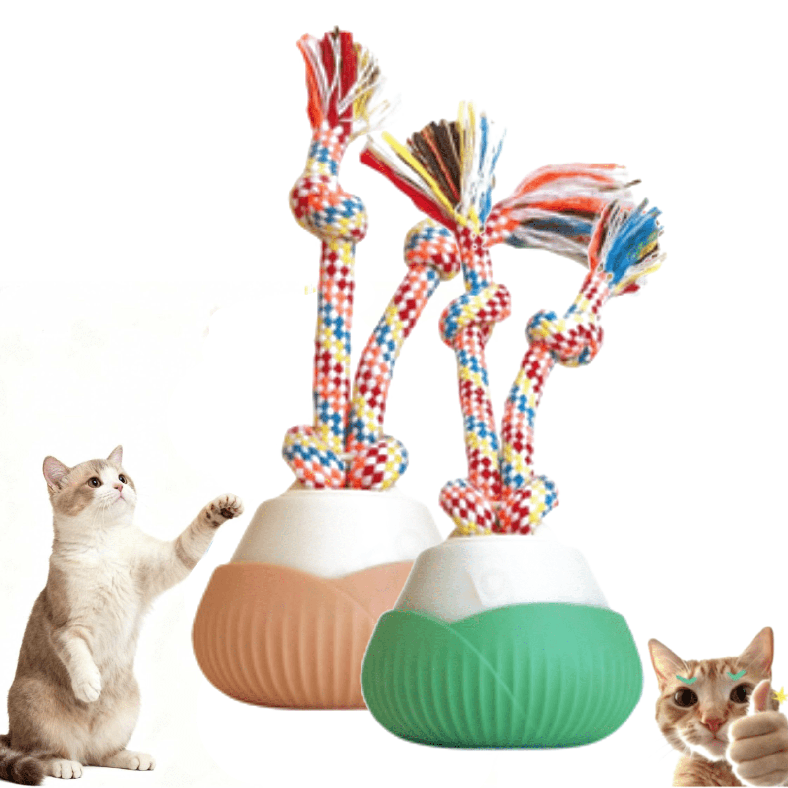 Hagloyecr Interactive Automatic Cat Toy with Rotating Cotton Rope - USB ...