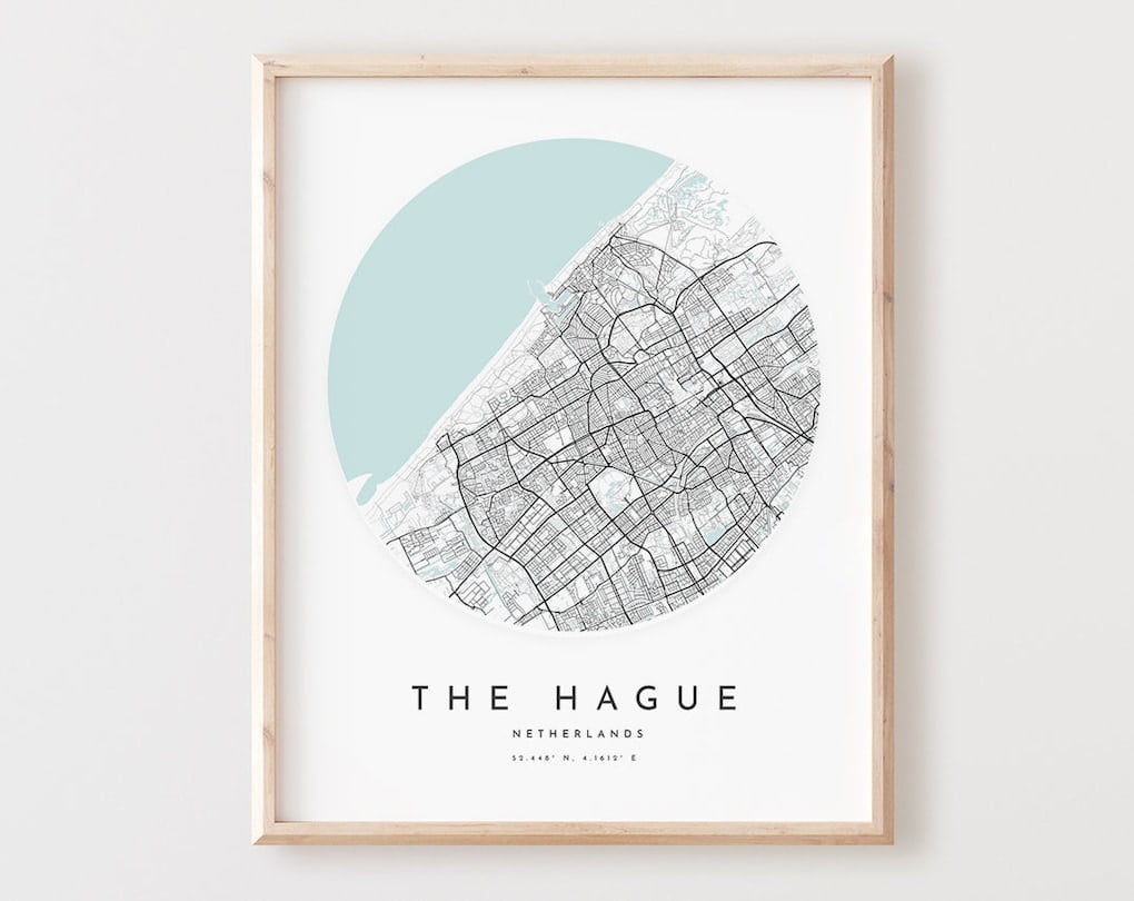 The Hague Map Print, The Hague Map Poster City Wall Art, The Hague Road ...