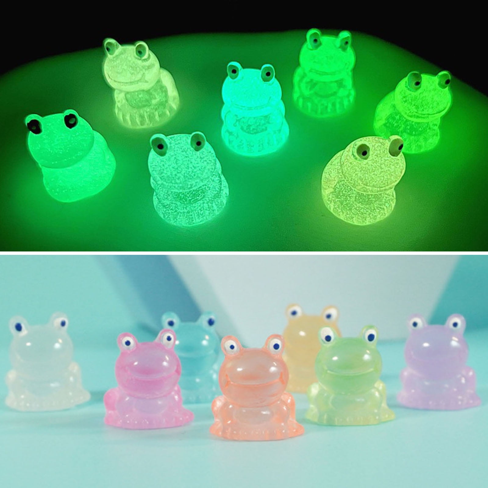 Hahasong 20Pcs Little Frog Resin Figurine Cute Glow in The Dark Frog Desktop Decoration Luminous ...