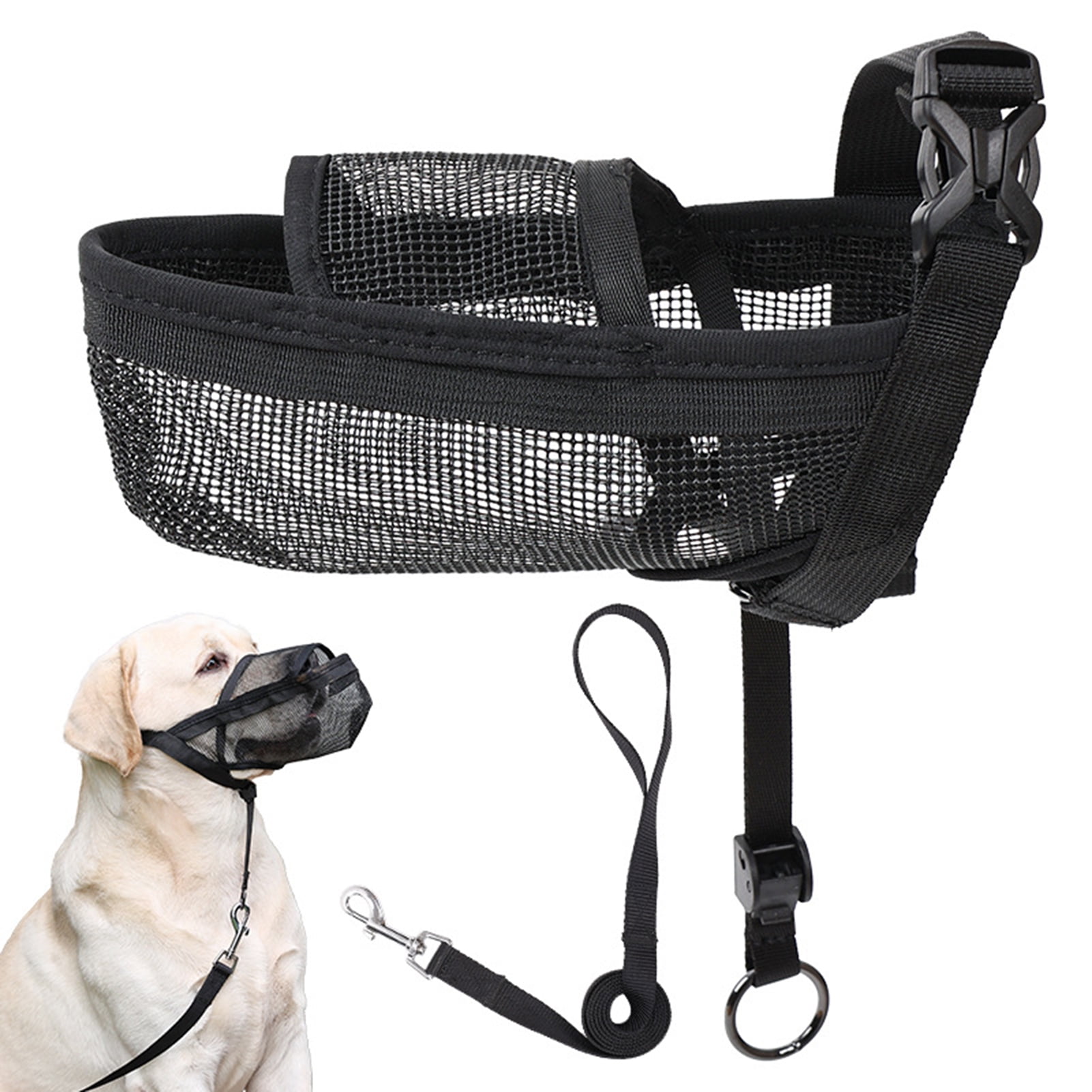 Hahasong Adjustable Mesh Dog Muzzle - Comfortable Secure Fit, Front ...