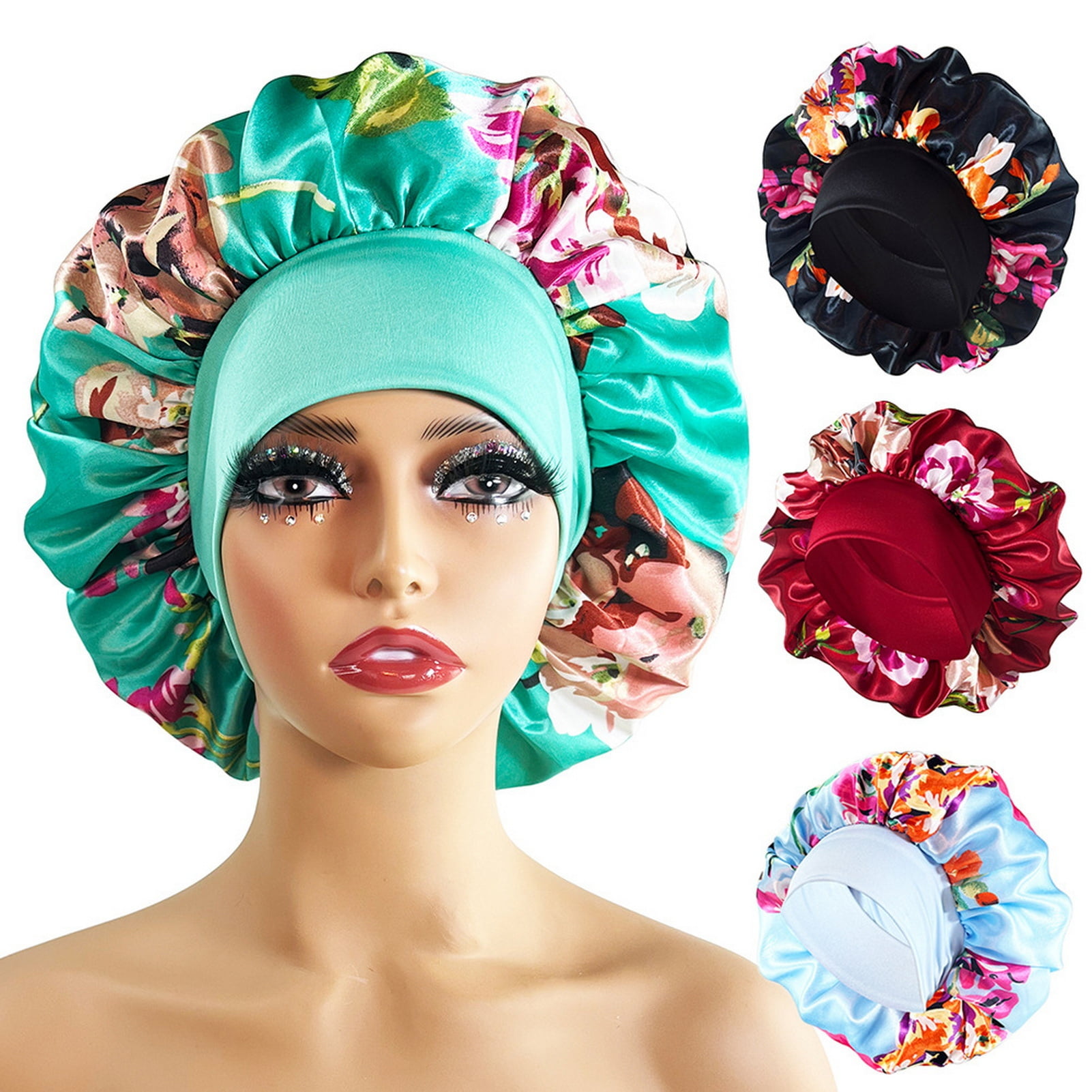 Hahasong Hair Cap Silk Satin Bonnet - Extra Large Sleeping Satin Bonnet with Comfortable Flower ...