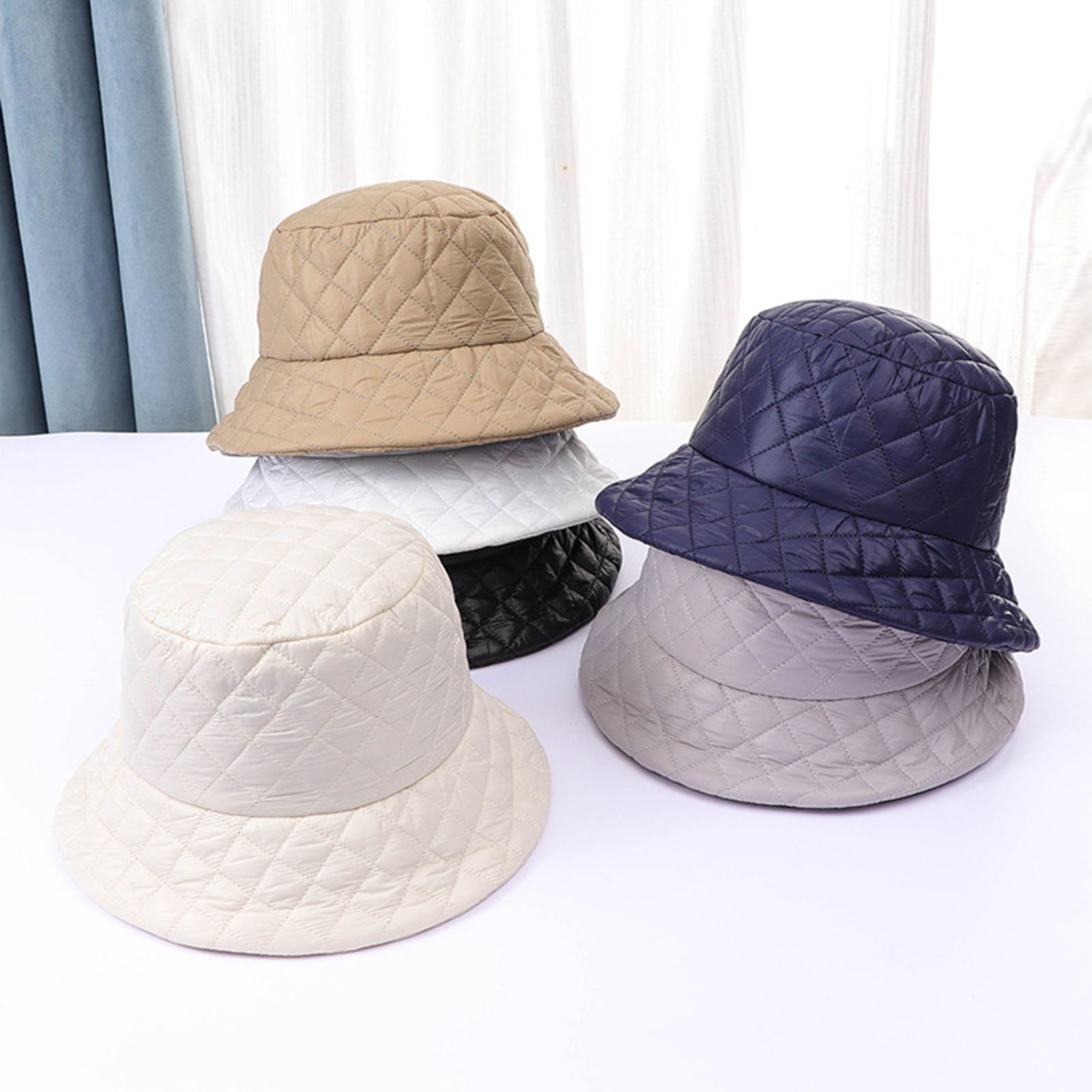 Hahasong Women Fall Winter Fisherman Hat - Flat Top Wide Brim, Thick ...