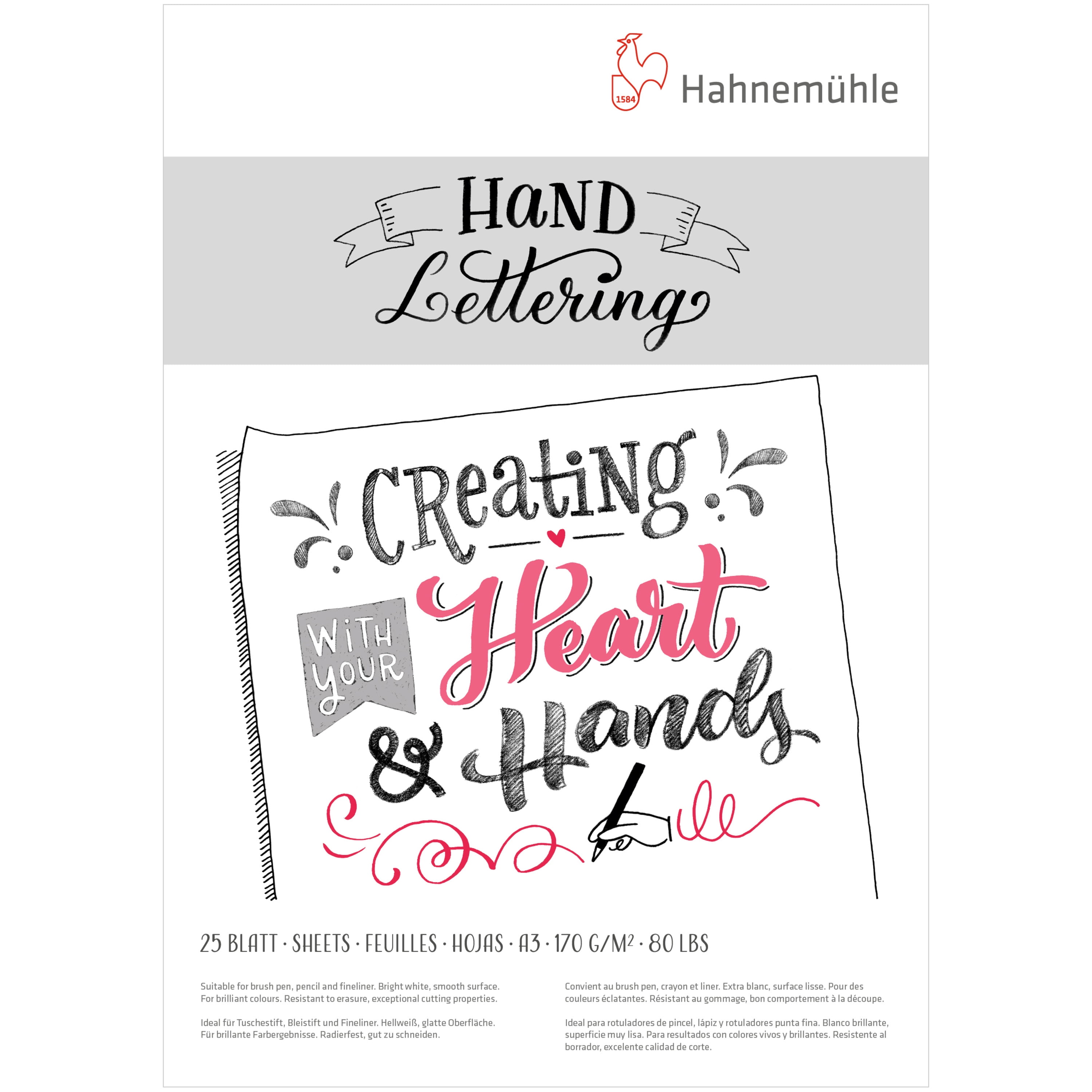 Hahnemuehle Hand Lettering Block, 25 Sheets, 11.6" x 16.4" - Walmart.com