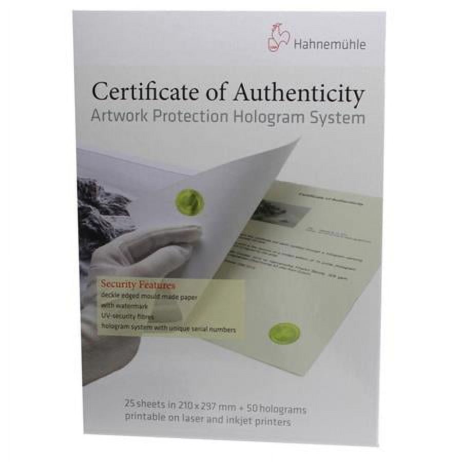 Hahnemuhle Certificate of Authenticity & Hologram System, 25 ...