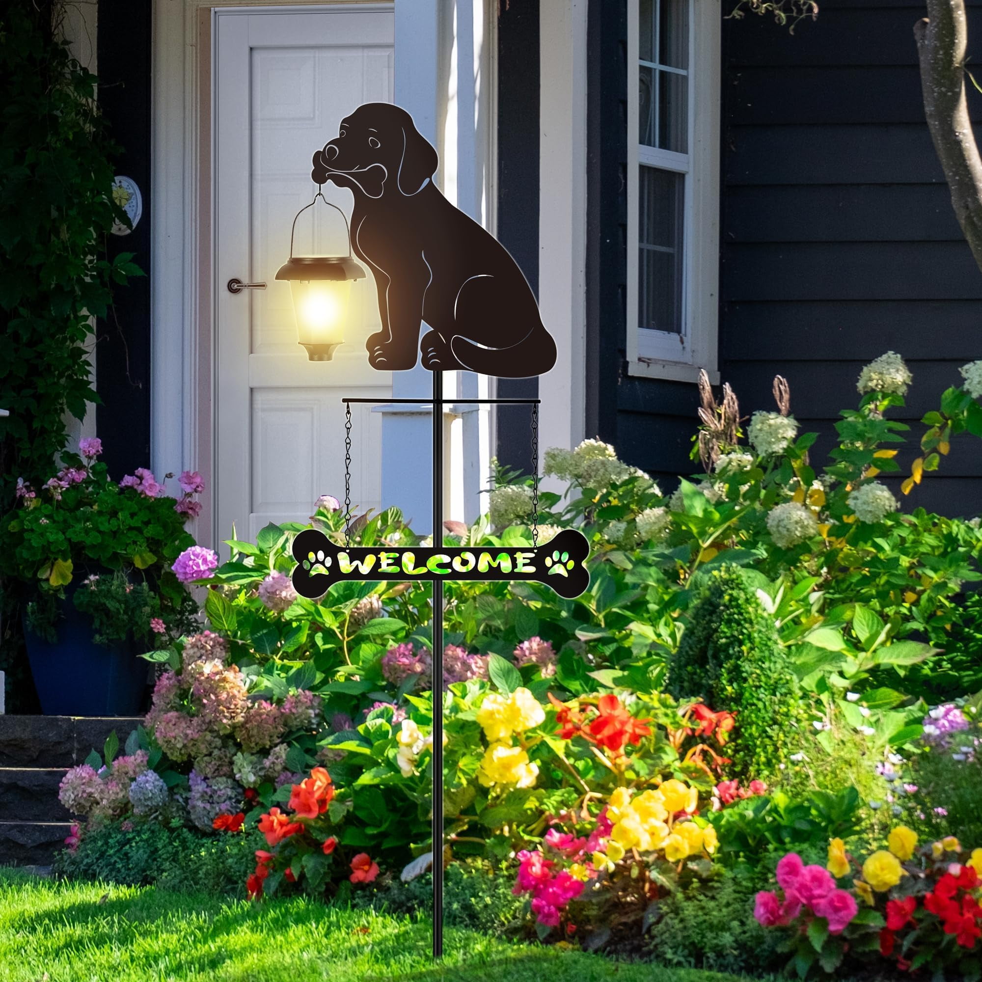 Hahood Metal Dog Stake SSF20 with Solar Light Golden Retriever Garden ...