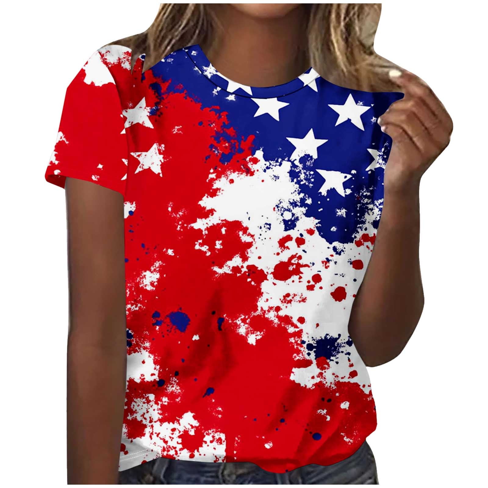 HaiMao American Flag Bow Shirts Clearance Women 4th of July Graphic ...