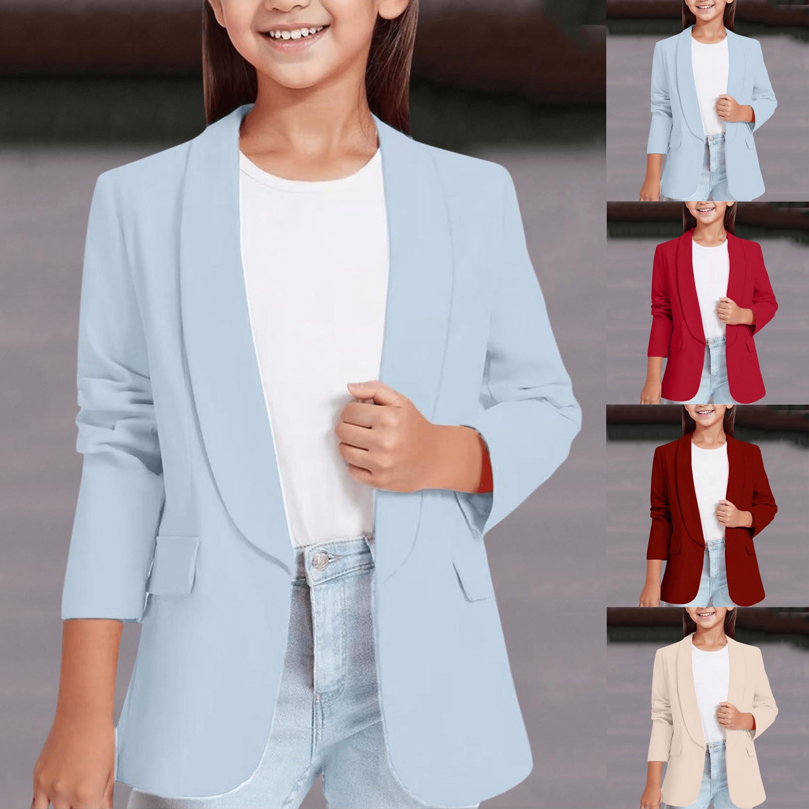 HaiMao Girls Blazer Clearance Long Sleeve Shawl Collar formal Blazers ...