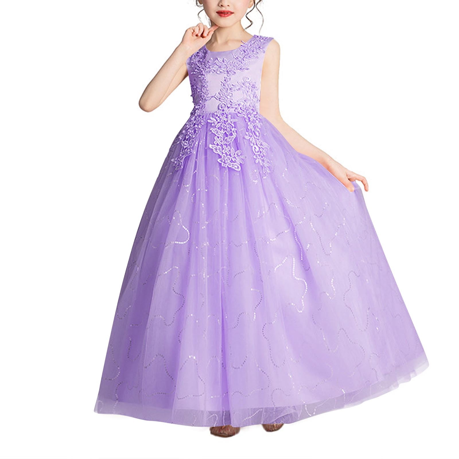 HaiMao Girls Lace Bridesmaid Dress Long A Line Wedding Pageant Dresses ...