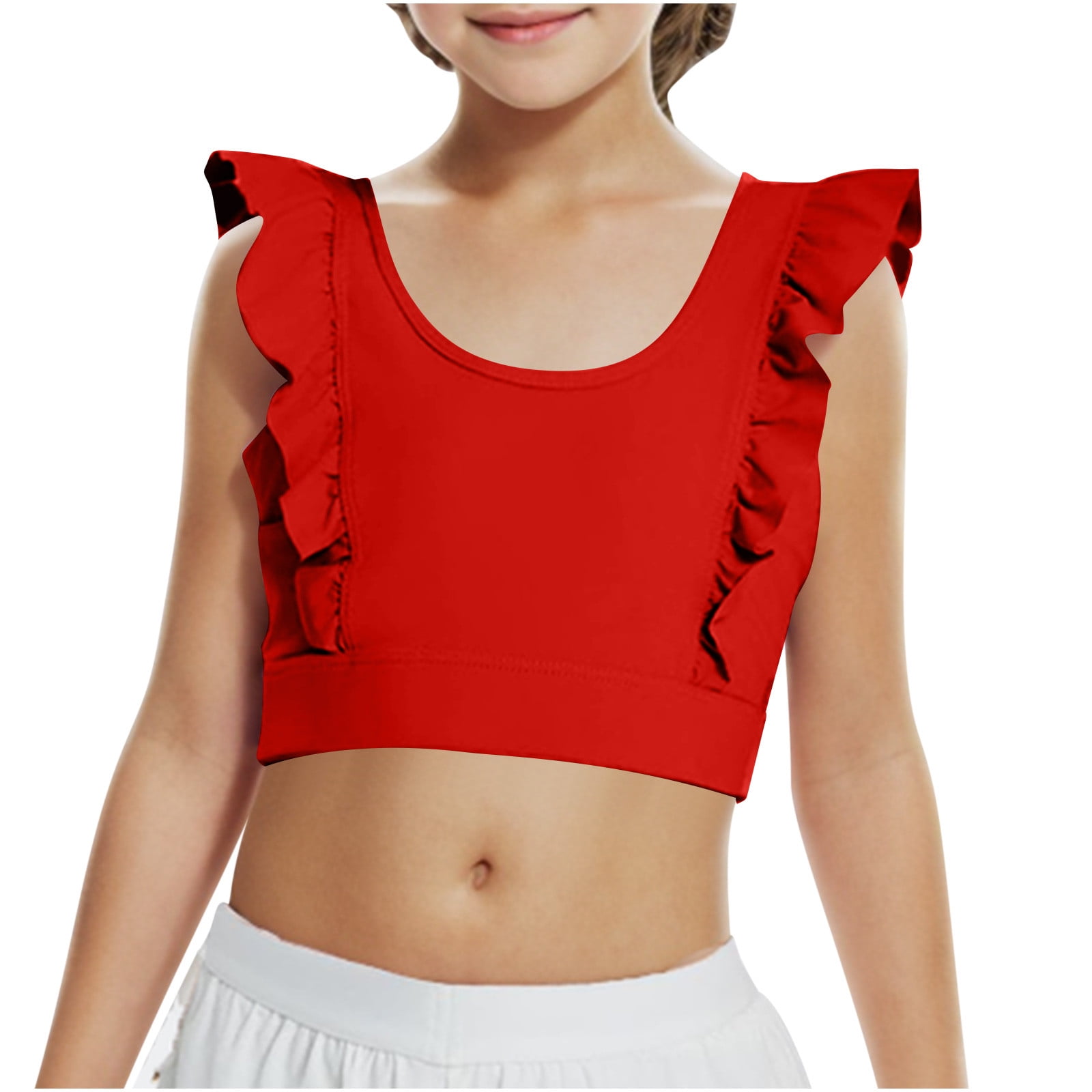 HaiMao Girls Training Bra Clearance Cute Ruffle Sports Bra for Kids ...