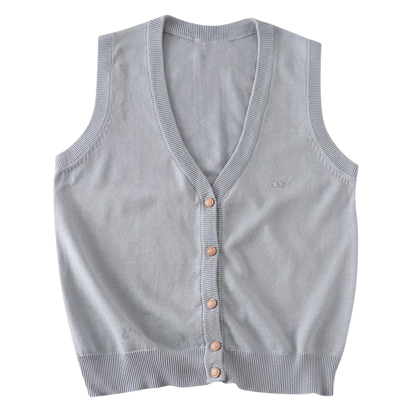 HaiMao Kid's Button Front Vest V Neck Sleeveless Knit Sweater Vest Dark ...