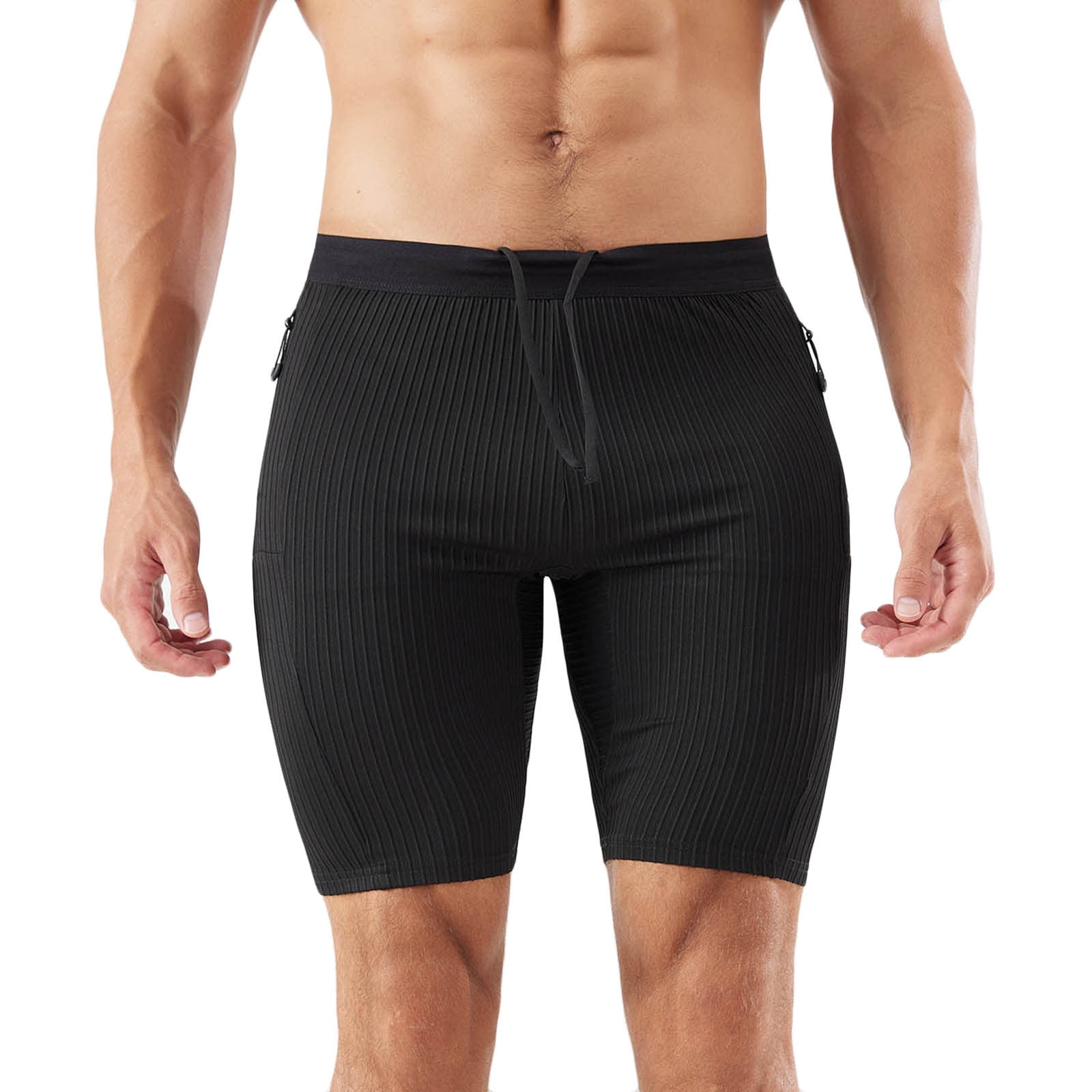 HaiMao Men's Stripe Performance Compression Workout Shorts Tight Gym ...