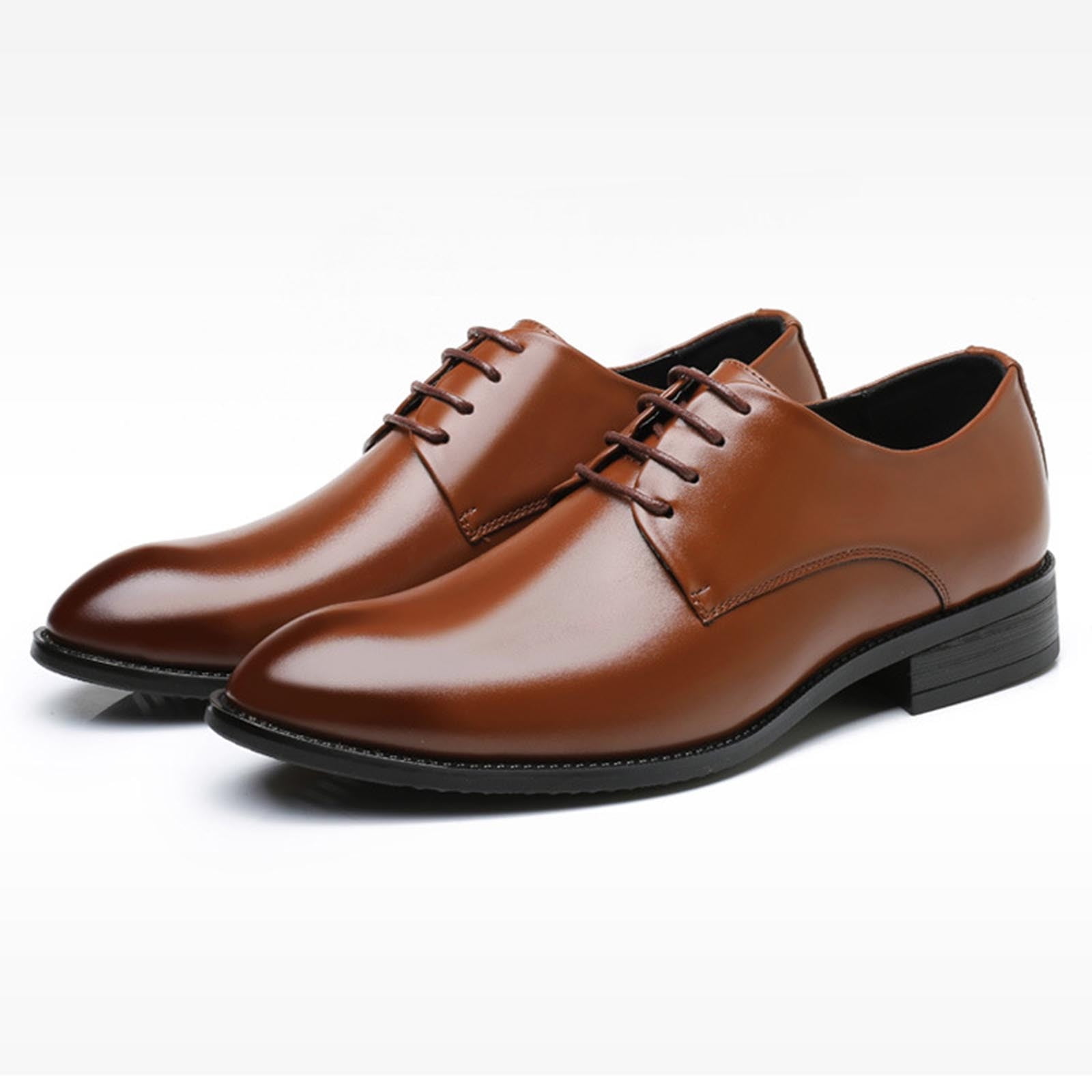HaiMao Mens Oxford Shoes PU Leather Dress Shoes Brown 7(39) - Walmart.com