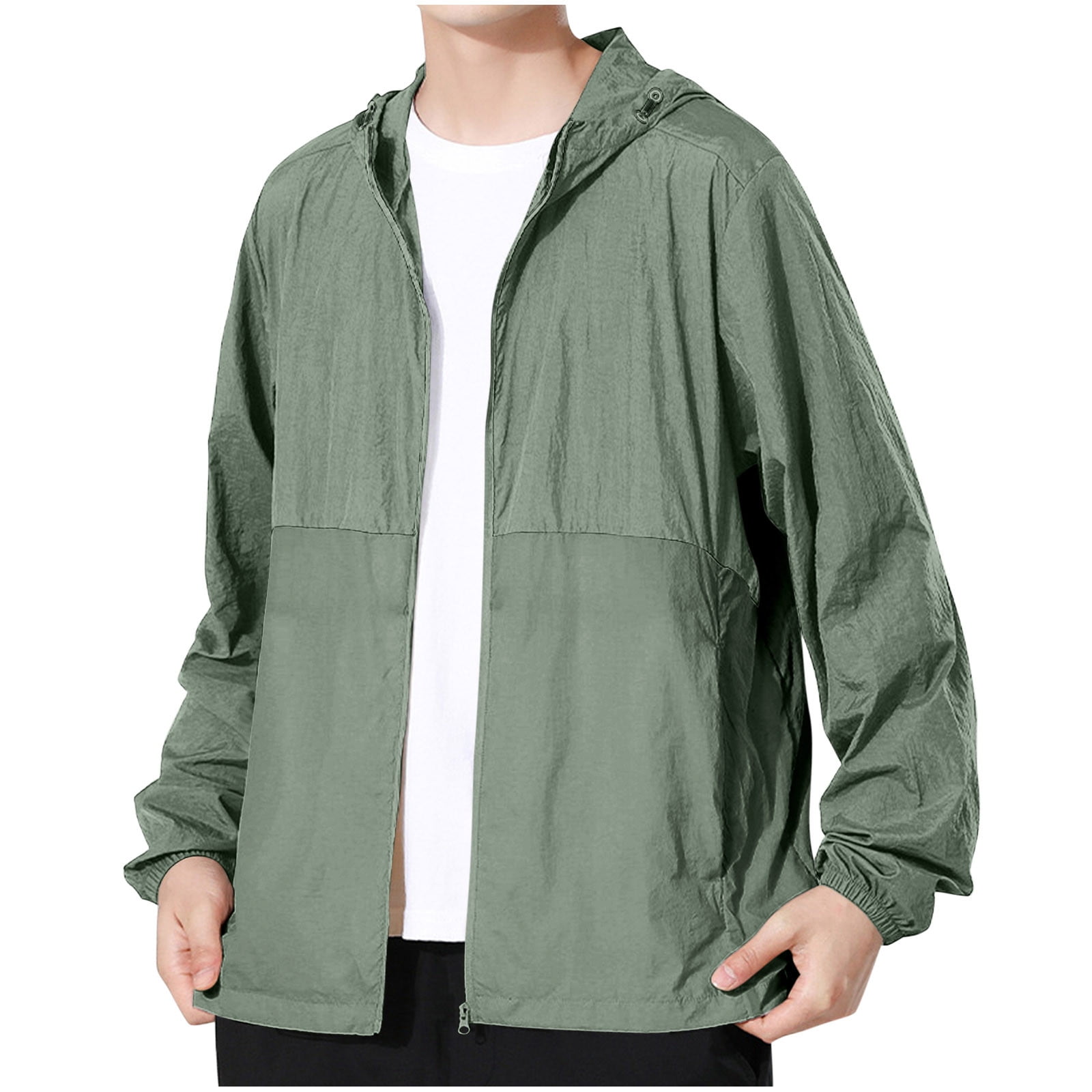 HaiMao Mens Sun Protection Jacket Lightweight Cool Jacket with Hood ...