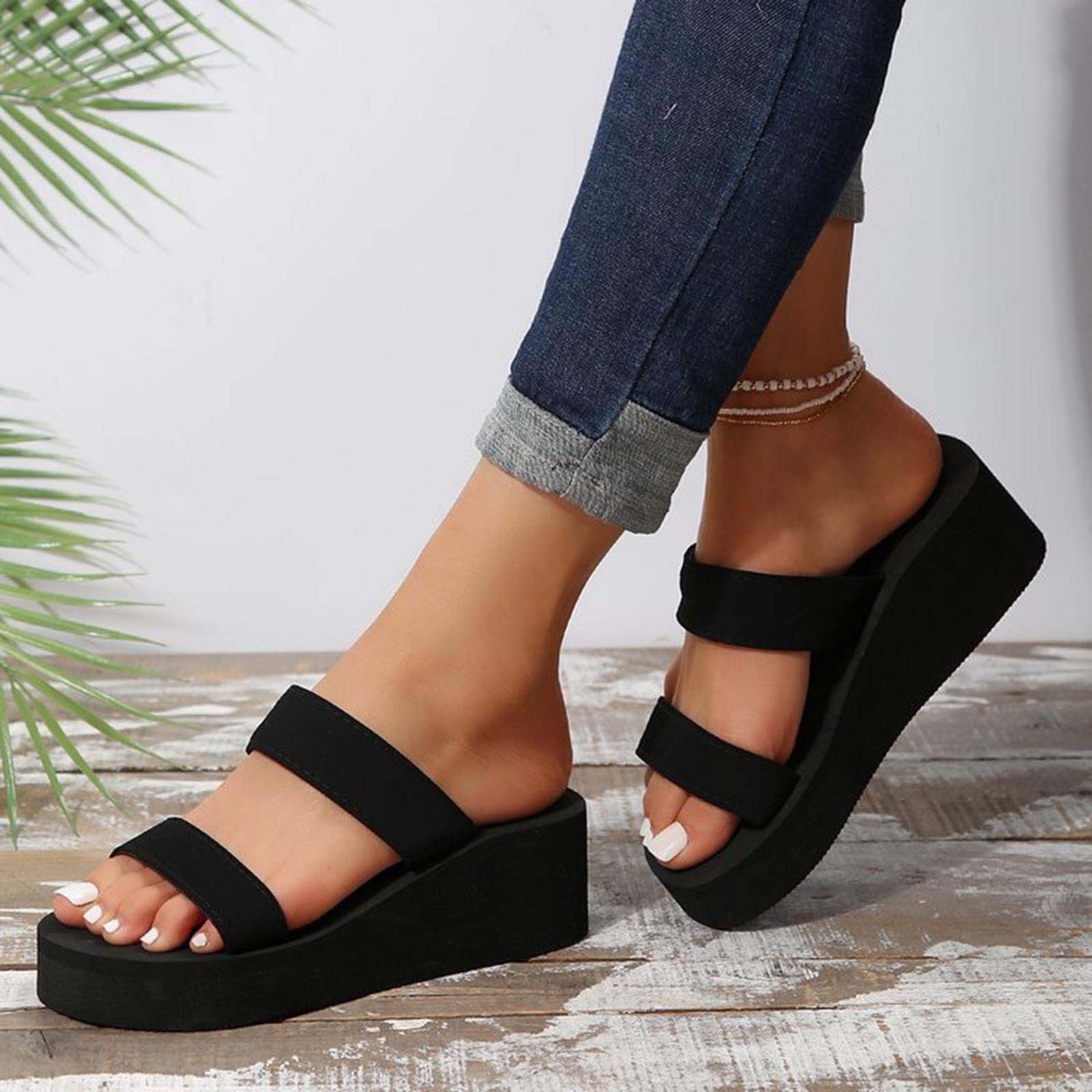 HaiMao Summer Platform Slides Lightweight Summer Beach Sandals ...