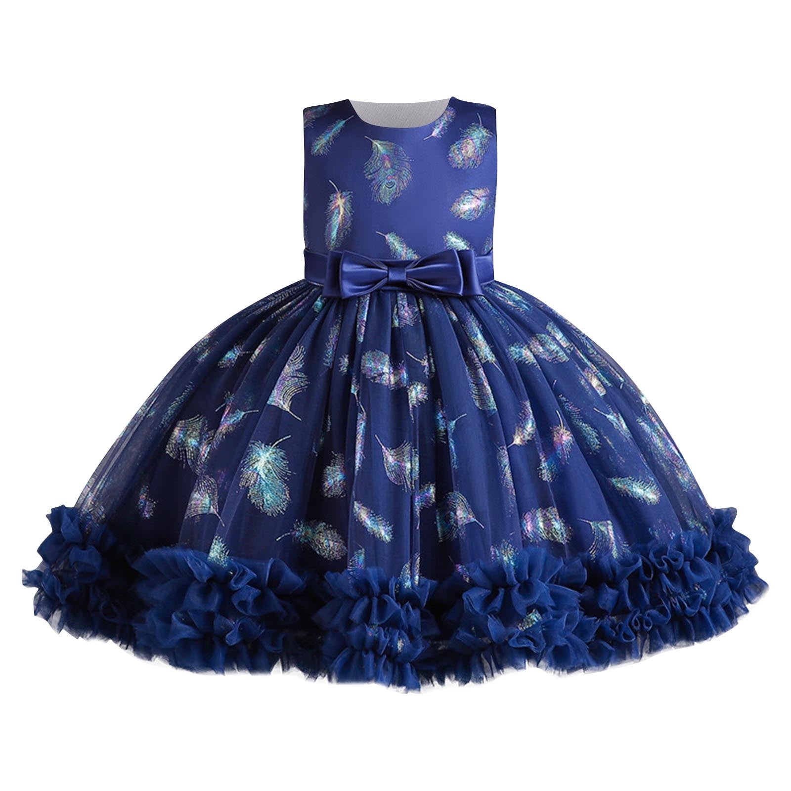 HaiMao Wedding Flower Girl's Ruffles Lace Cute Bow Waist Evening Dress ...