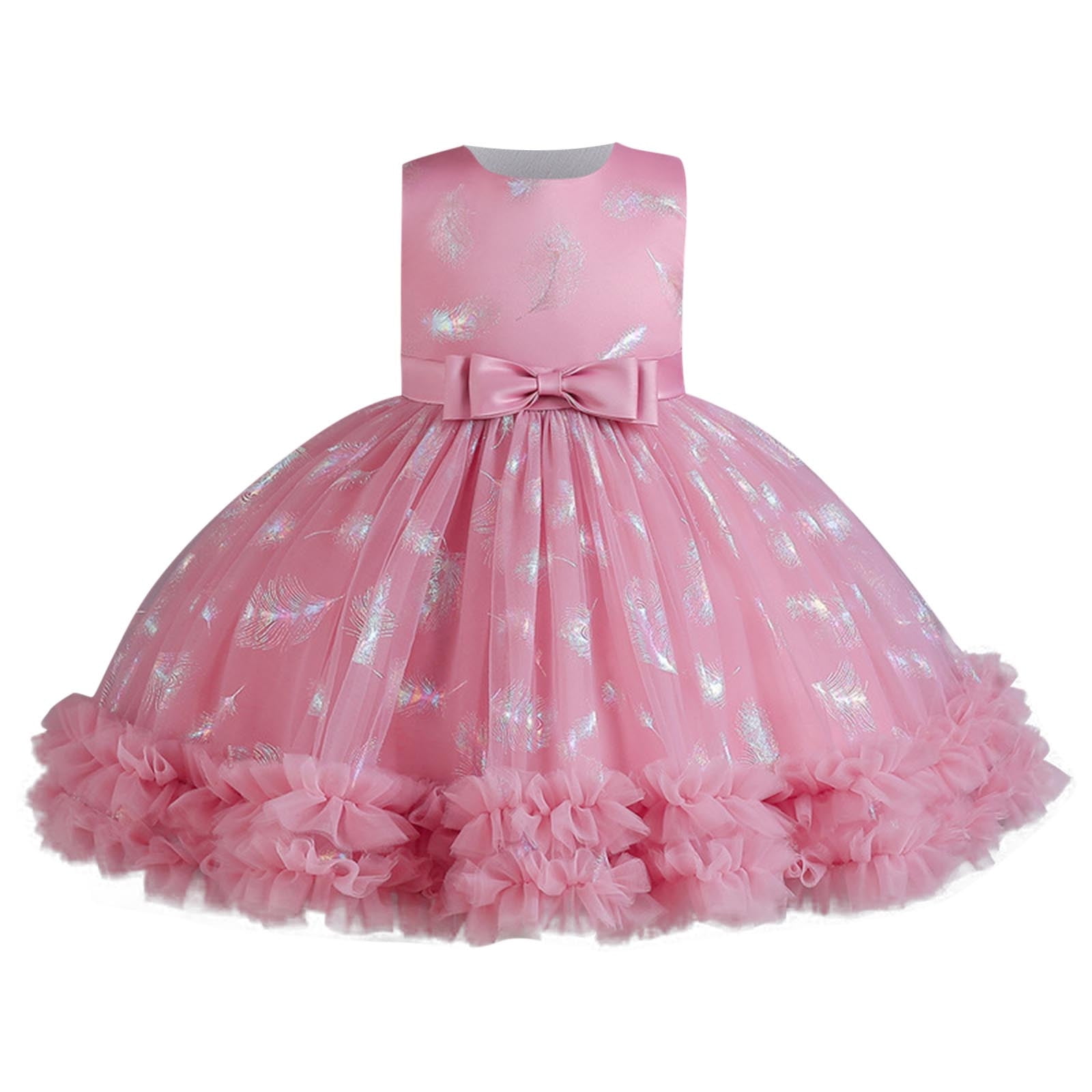 HaiMao Wedding Flower Girl's Ruffles Lace Cute Bow Waist Evening Dress ...