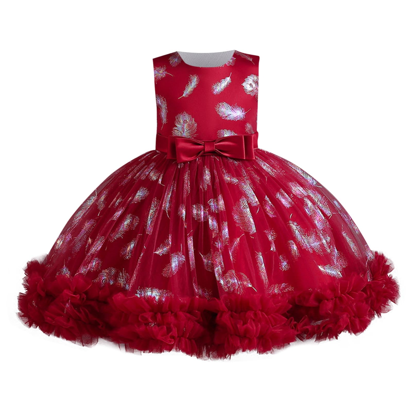 HaiMao Wedding Flower Girl's Ruffles Lace Cute Bow Waist Evening Dress ...