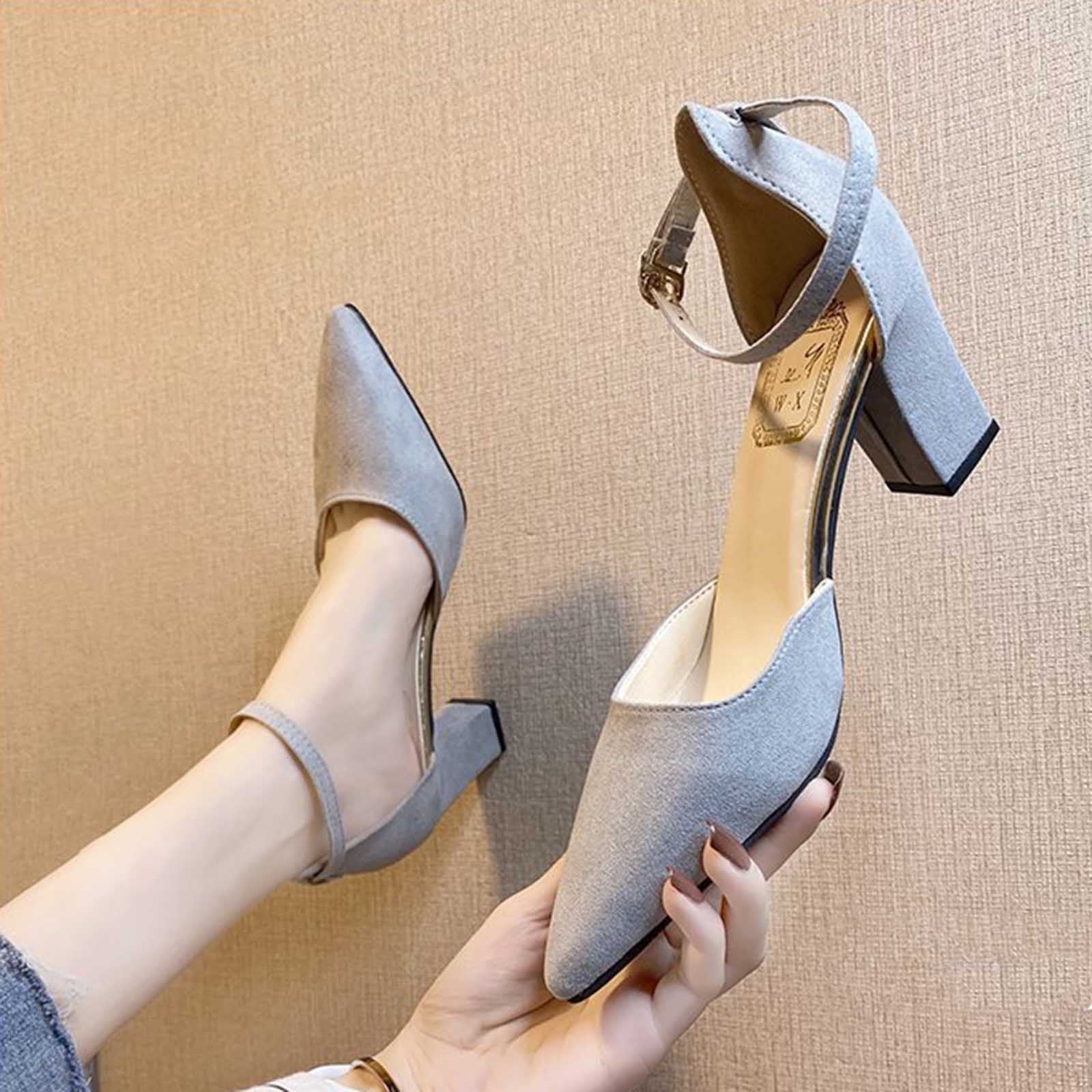 HaiMao Women's Pointed Toe Low Chunky Heels Pump Shoes Clearance ...