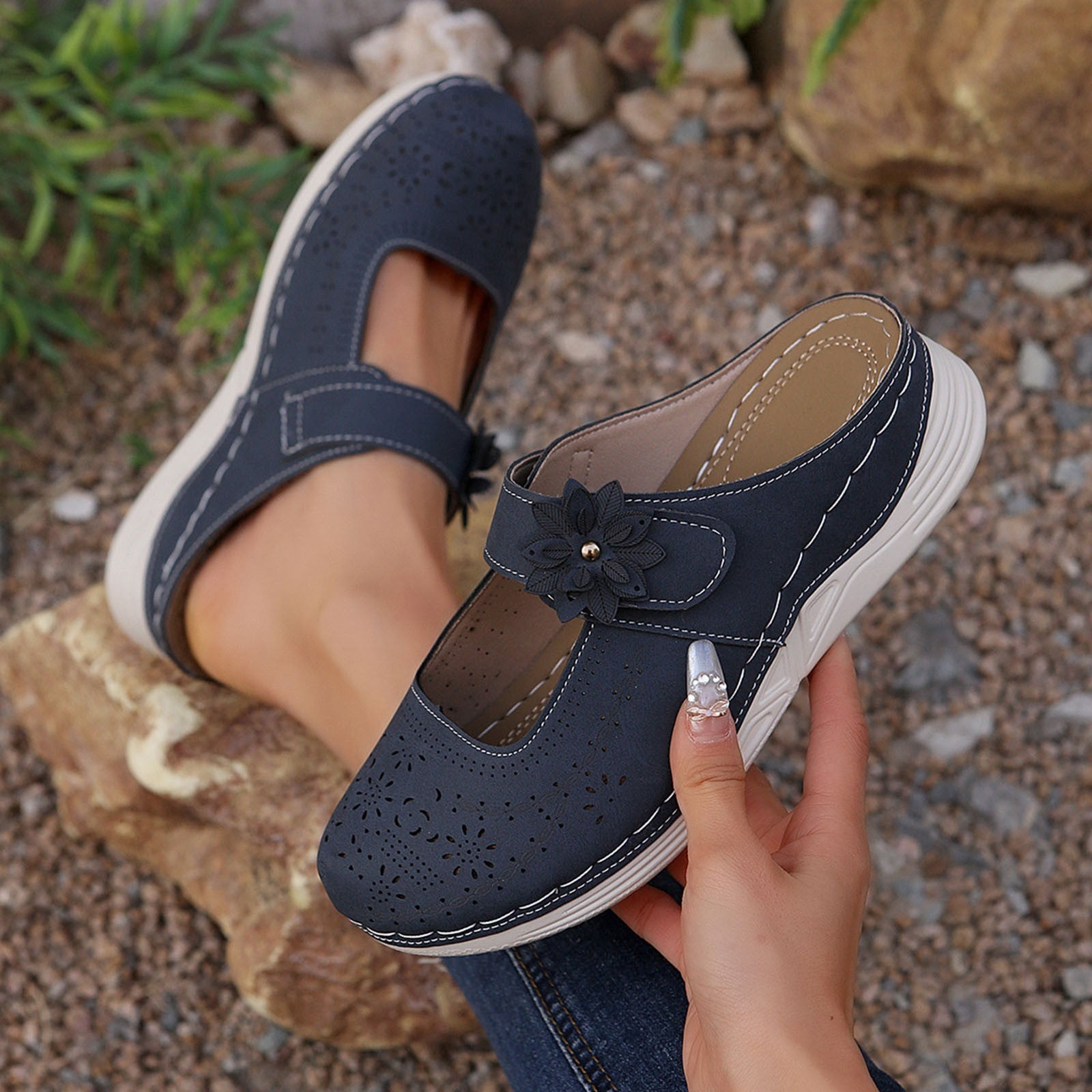 HaiMao Womens Wedge Sandals Clearance Closed Toe Soft Wide Fit Ladies ...