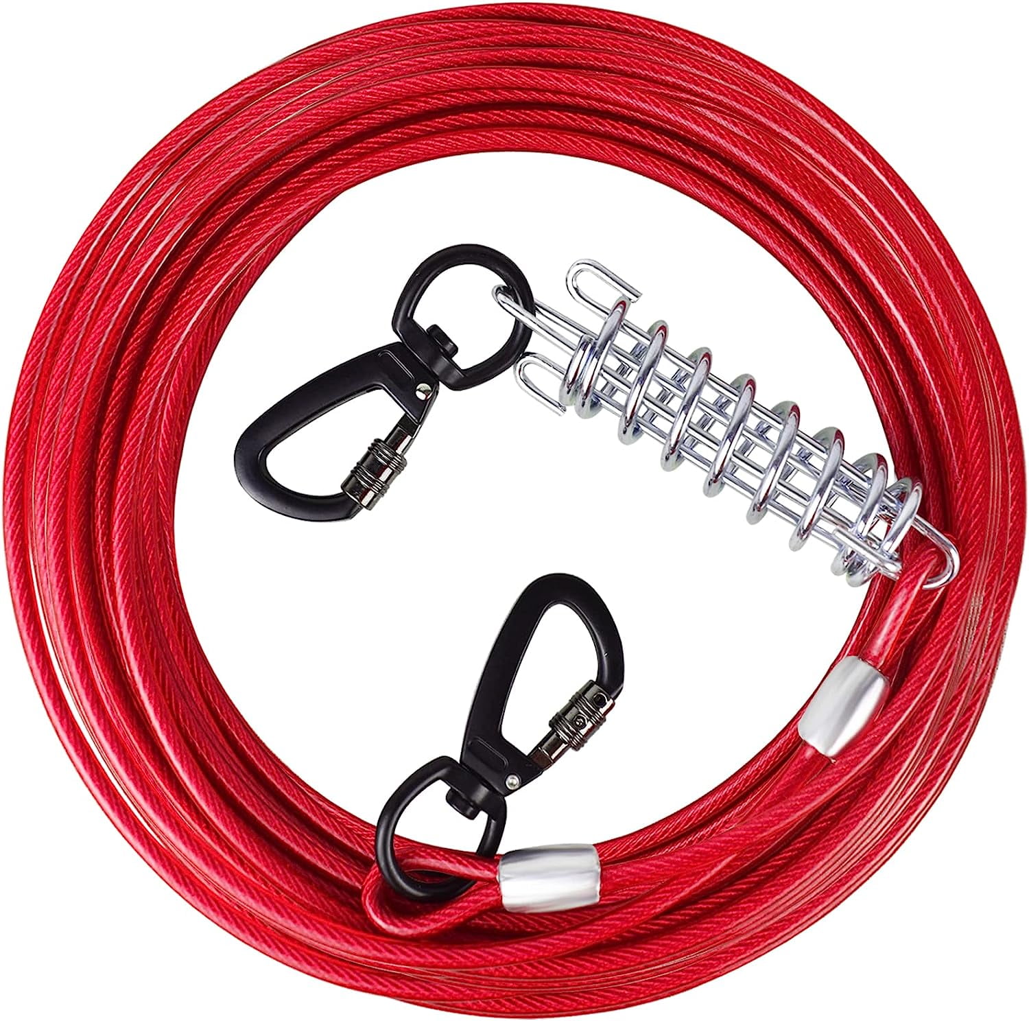 HaiYUAN Dog Tie Out Cable, Heavy Duty Steel Wire, Red, Sizes 10-30 FT ...