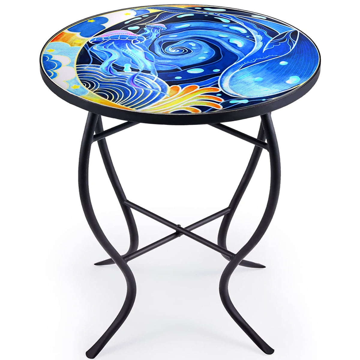 Haibin 21 Inch Outdoor Indoor Side Table,Patio Round Side Table ...