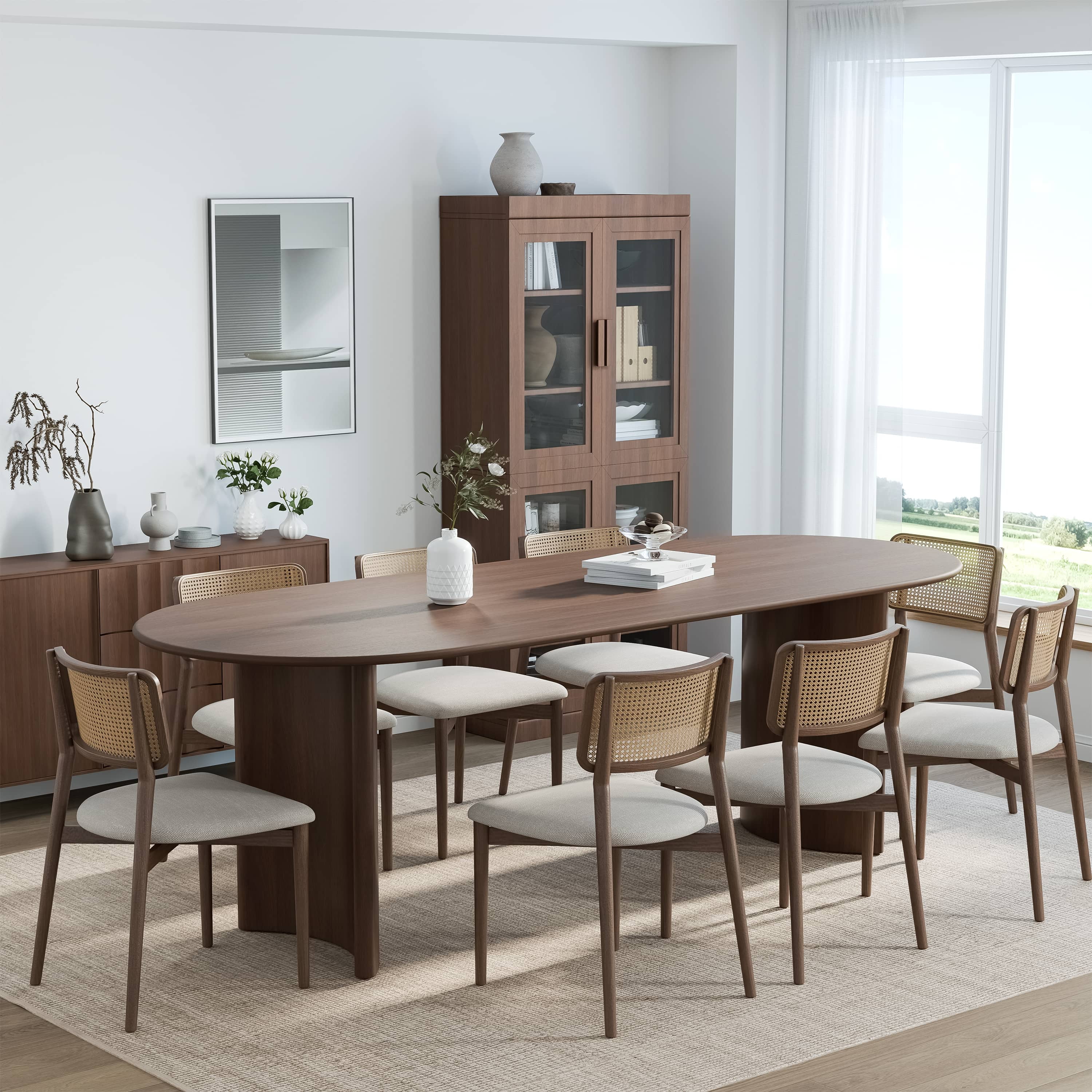Dovelina Haiden 79x33.5 Solid Wood Oval Dining Table Walnut Elegant ...
