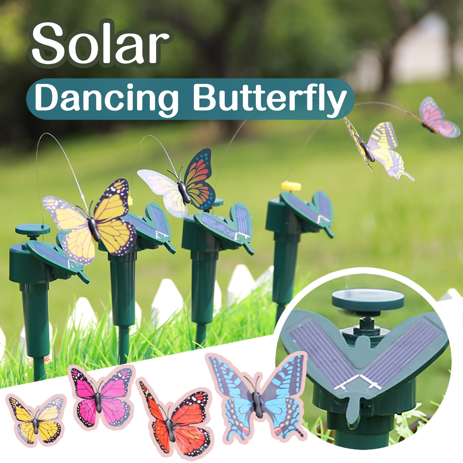 Haidf 1Pc Fluttering Solar Butterfly Garden Stakes, Solar/Battery ...