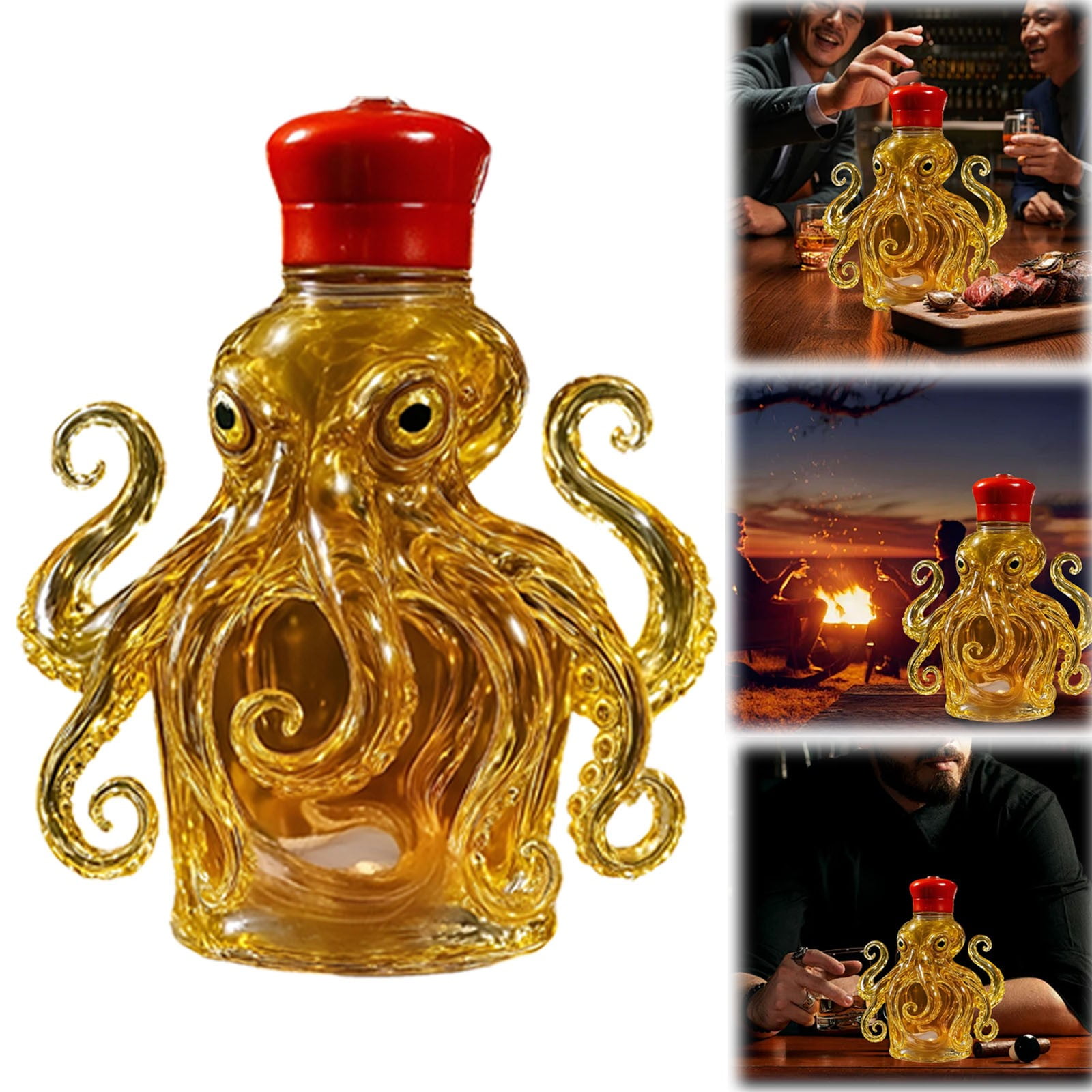 Haidf Octopus Shaped Whiskey Decanter, Funny Octopus Statue Whiskey ...