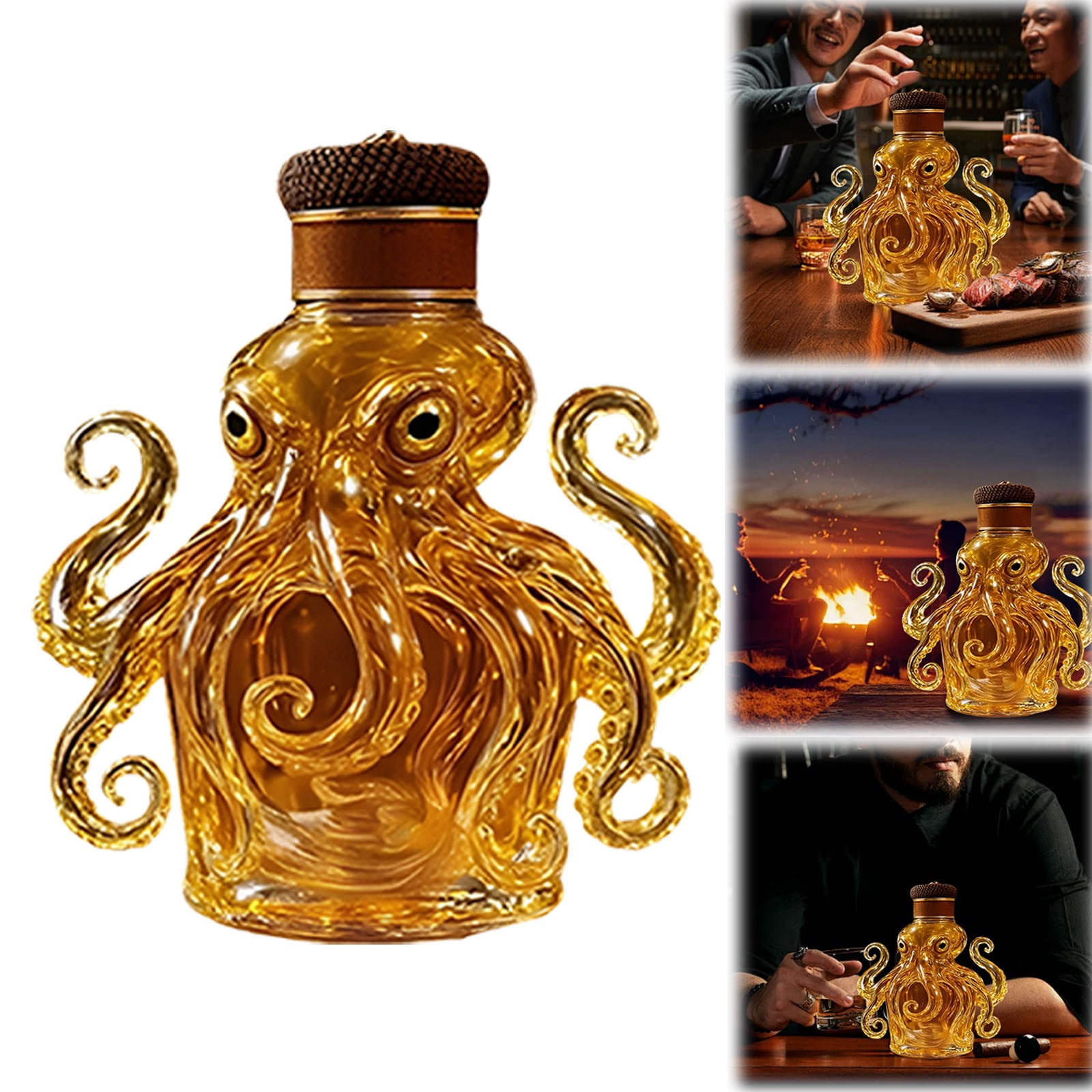 Haidf Octopus Shaped Whiskey Decanter, Funny Octopus Statue Whiskey ...