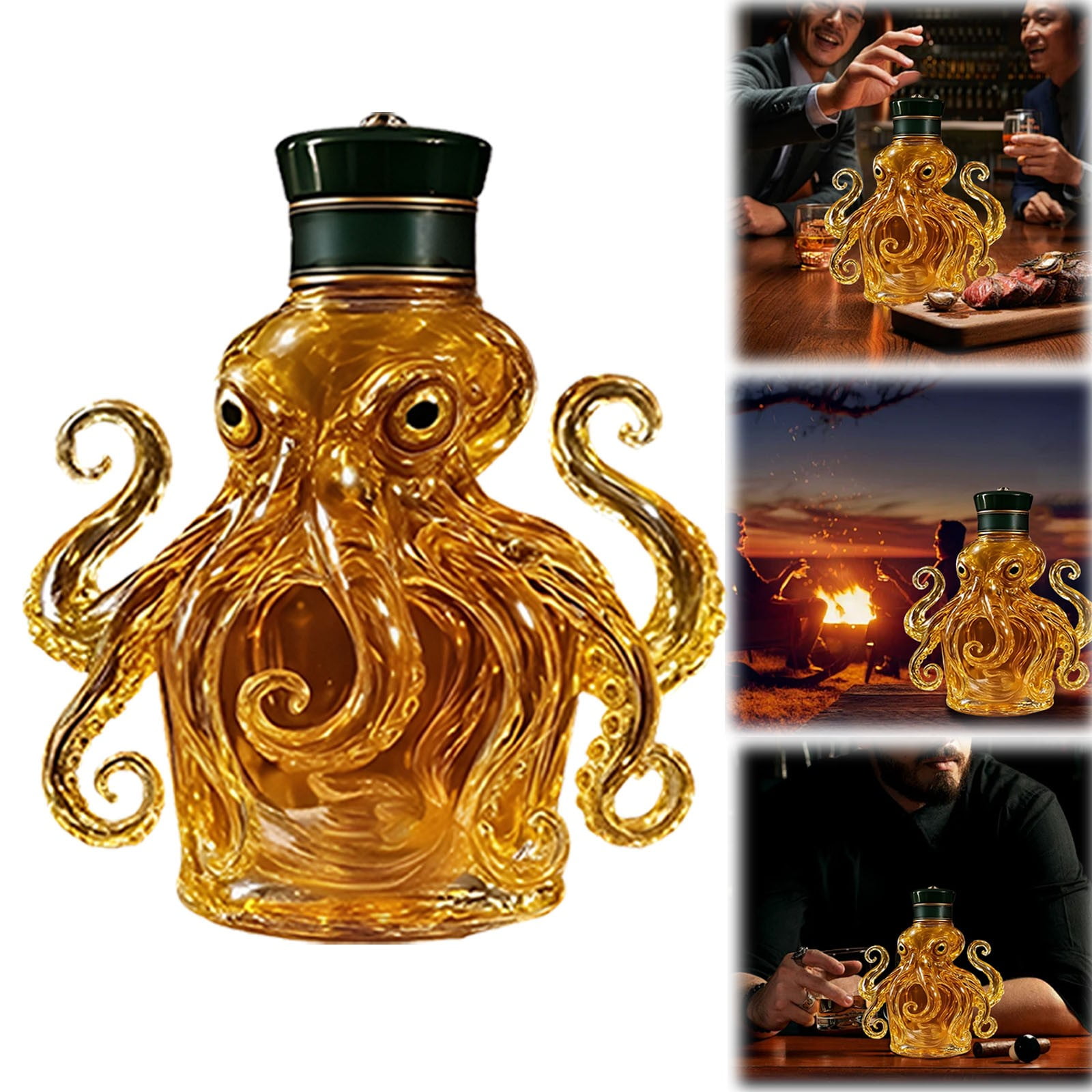 Haidf Octopus Shaped Whiskey Decanter, Funny Octopus Statue Whiskey ...