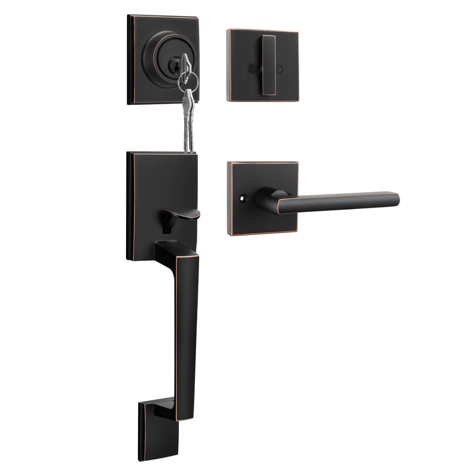 Haidms Oil Rubbed Bronze Front Door Handle and Deadbolt Set, Front Door ...