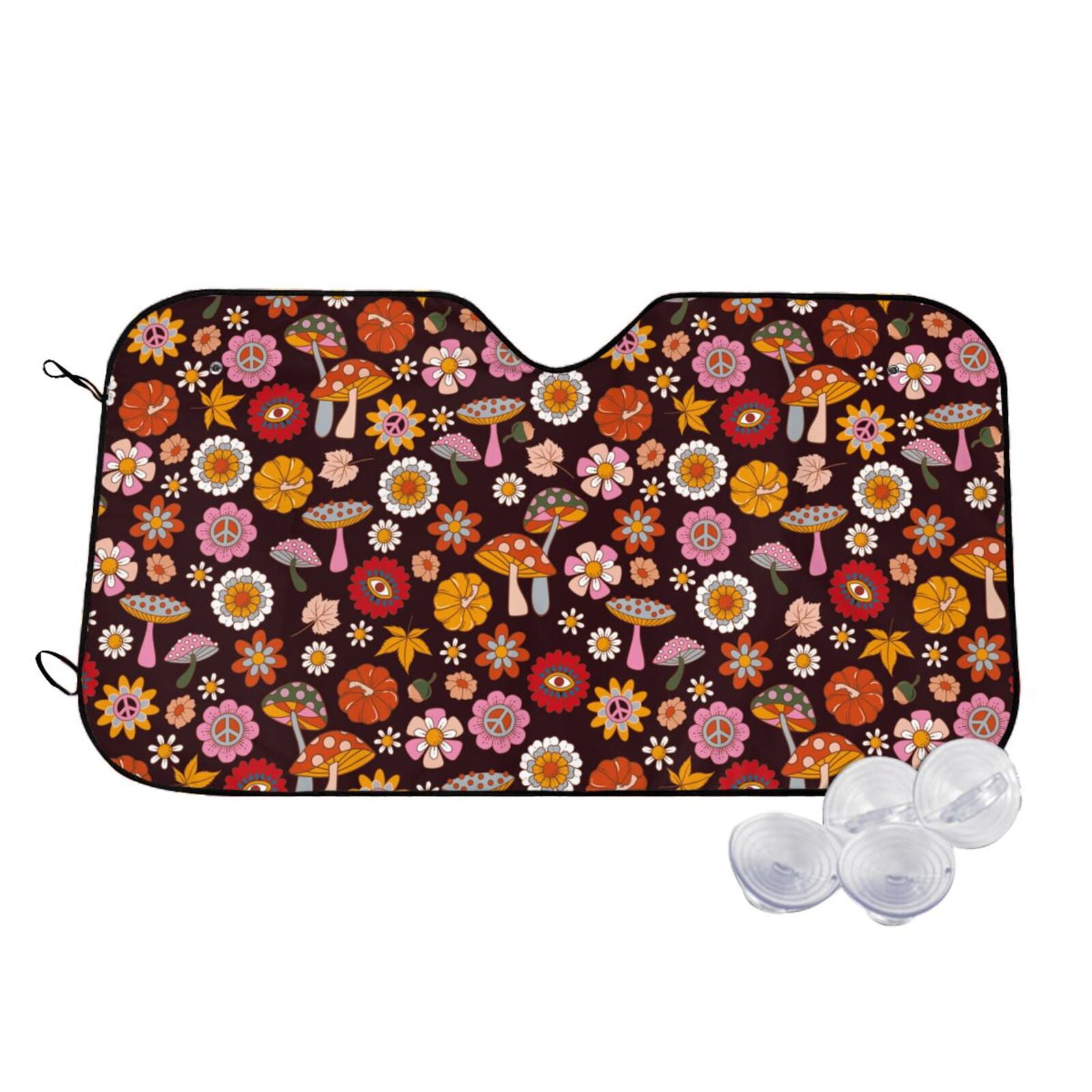 Haiem 70s Groovy Hippie Retro Car Windshield Sun Shade - Blocks UV Rays ...