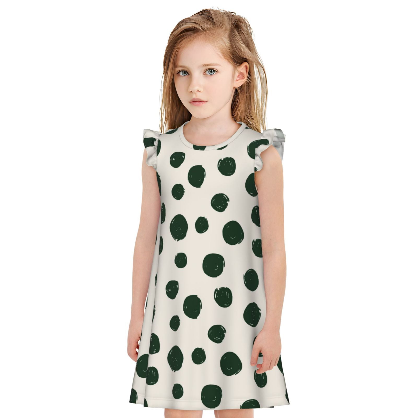 Haiem Abstract Green Polka Dot Printed Girls Nightgowns Sleepwear Short ...