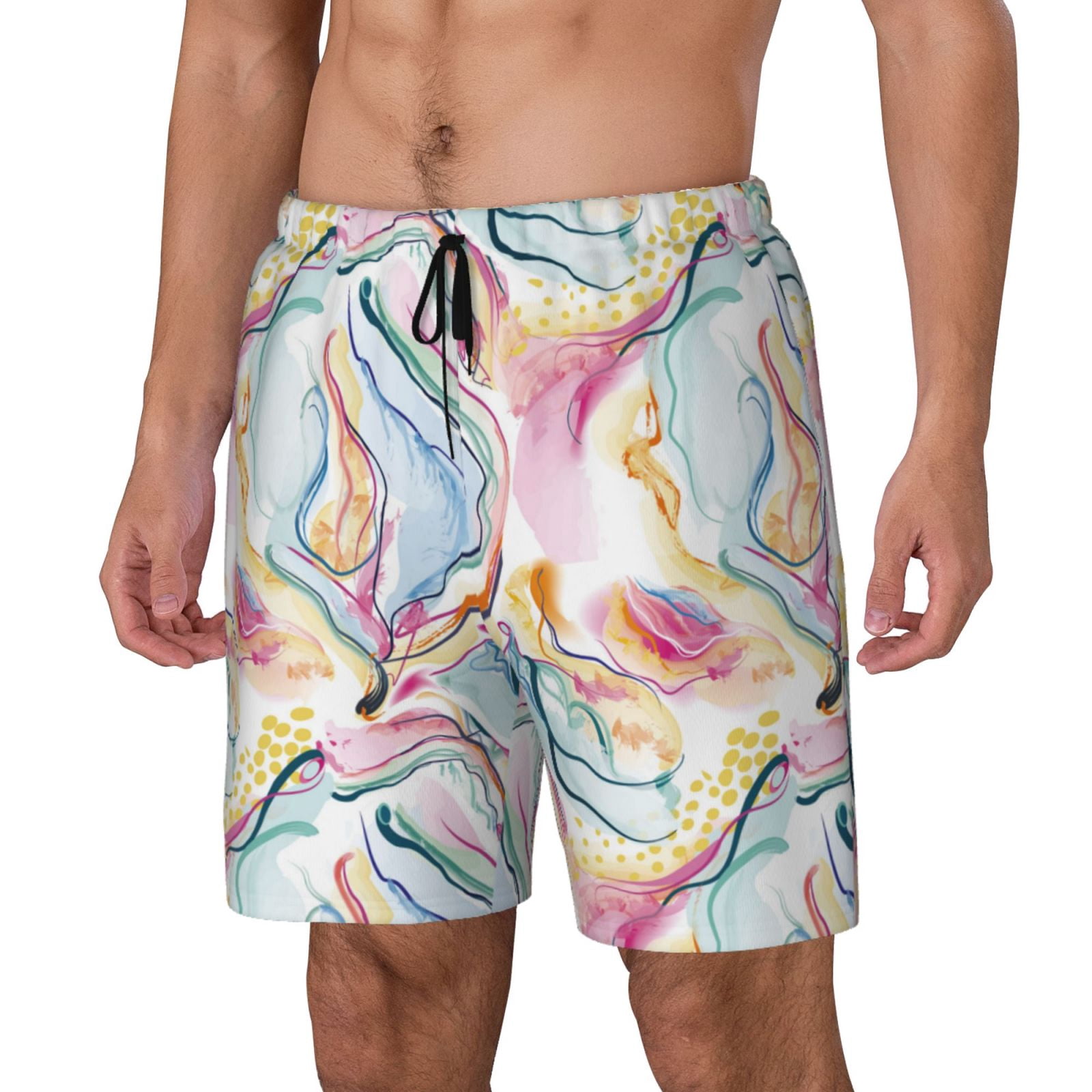 Haiem Abstract Marble Texture Mens Swim Trunks with Compression Liner 2 ...