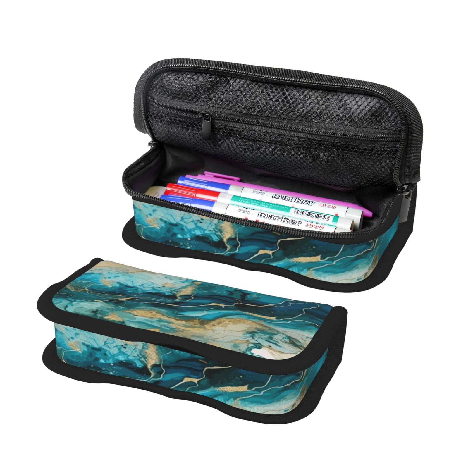 Haiem Abstract Ocean Currents Printed Large Pencil Case, Big Capacity ...