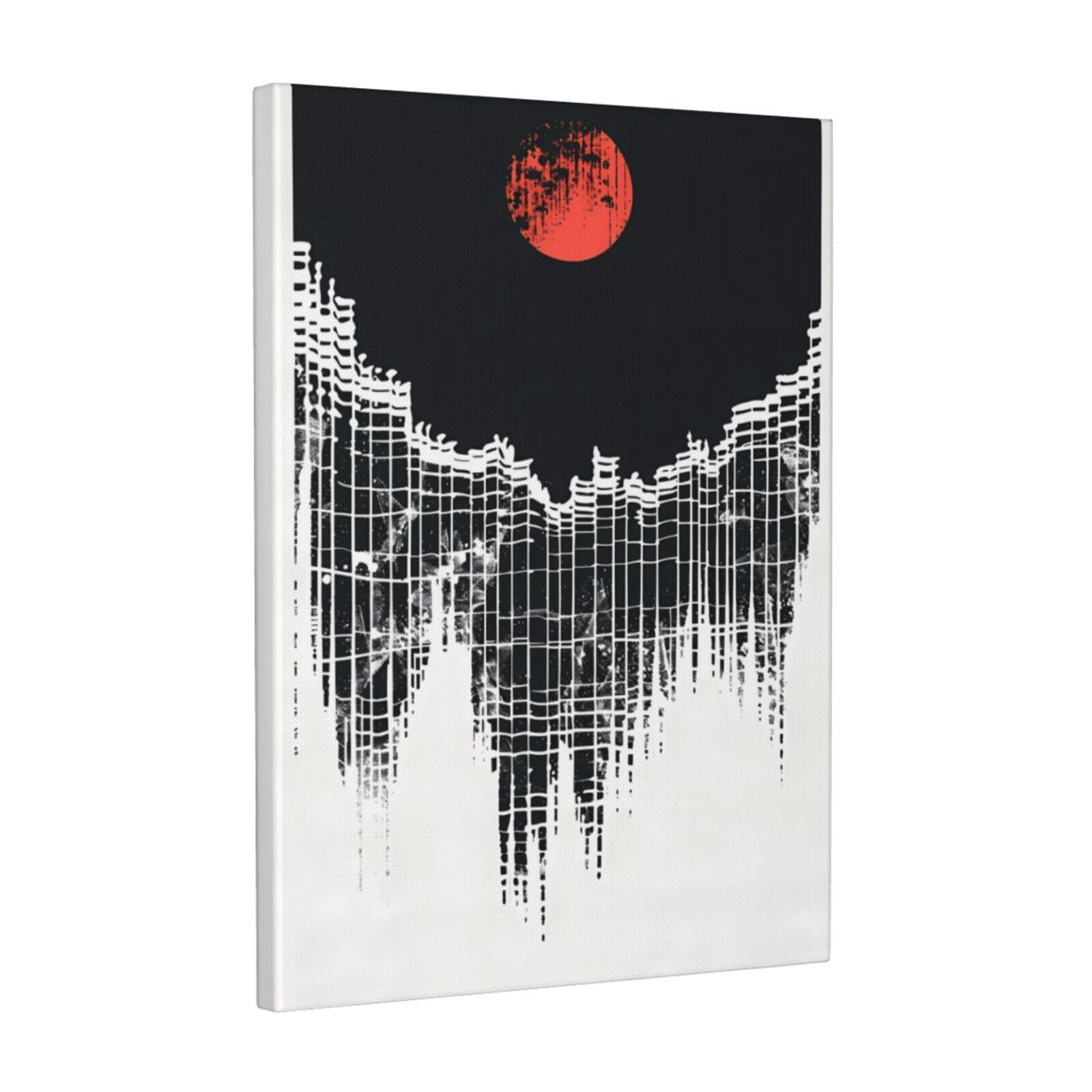 Haiem Abstract Red Sun Design Print 30x40in Canvas Decorative Picture ...