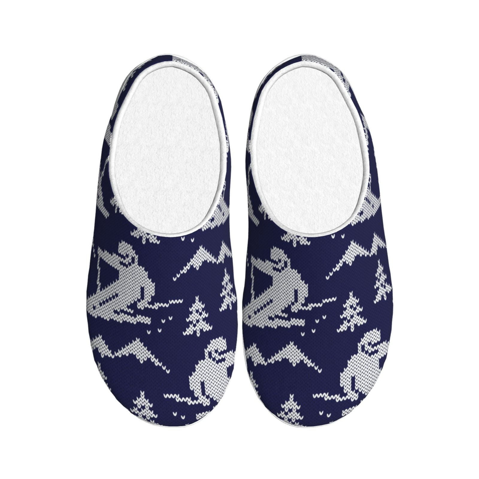 Haiem Abstract Skiing Print Women's Fuzzy Memory Foam House Slipper ...