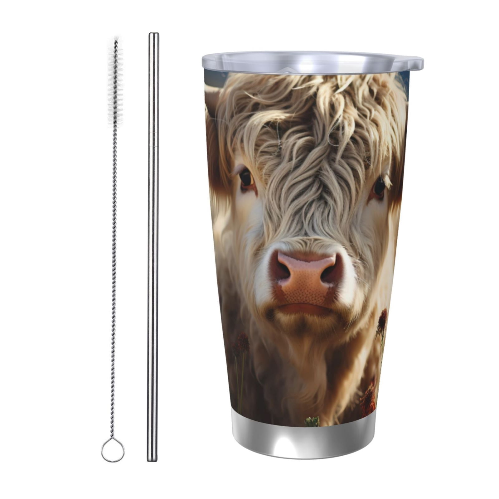Haiem Adorable Flower Field Cow Printed 20oz Straight Skinny Car Cups ...