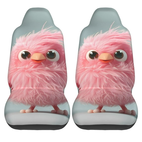Haiem Adorable Pink Fluffy Birds Printed Car Seat Covers Set of 2 ...
