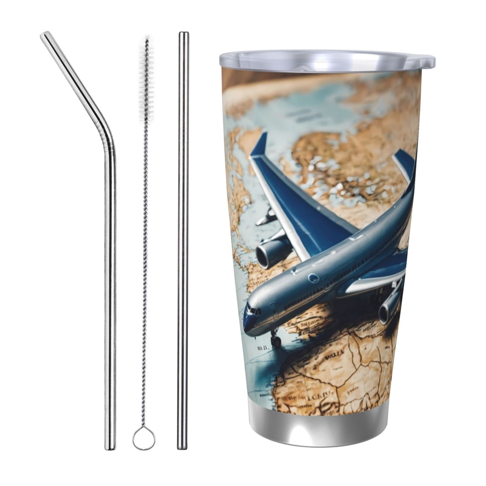 Haiem Airplane World Map Adventure Printed 20oz Straight Skinny Car ...