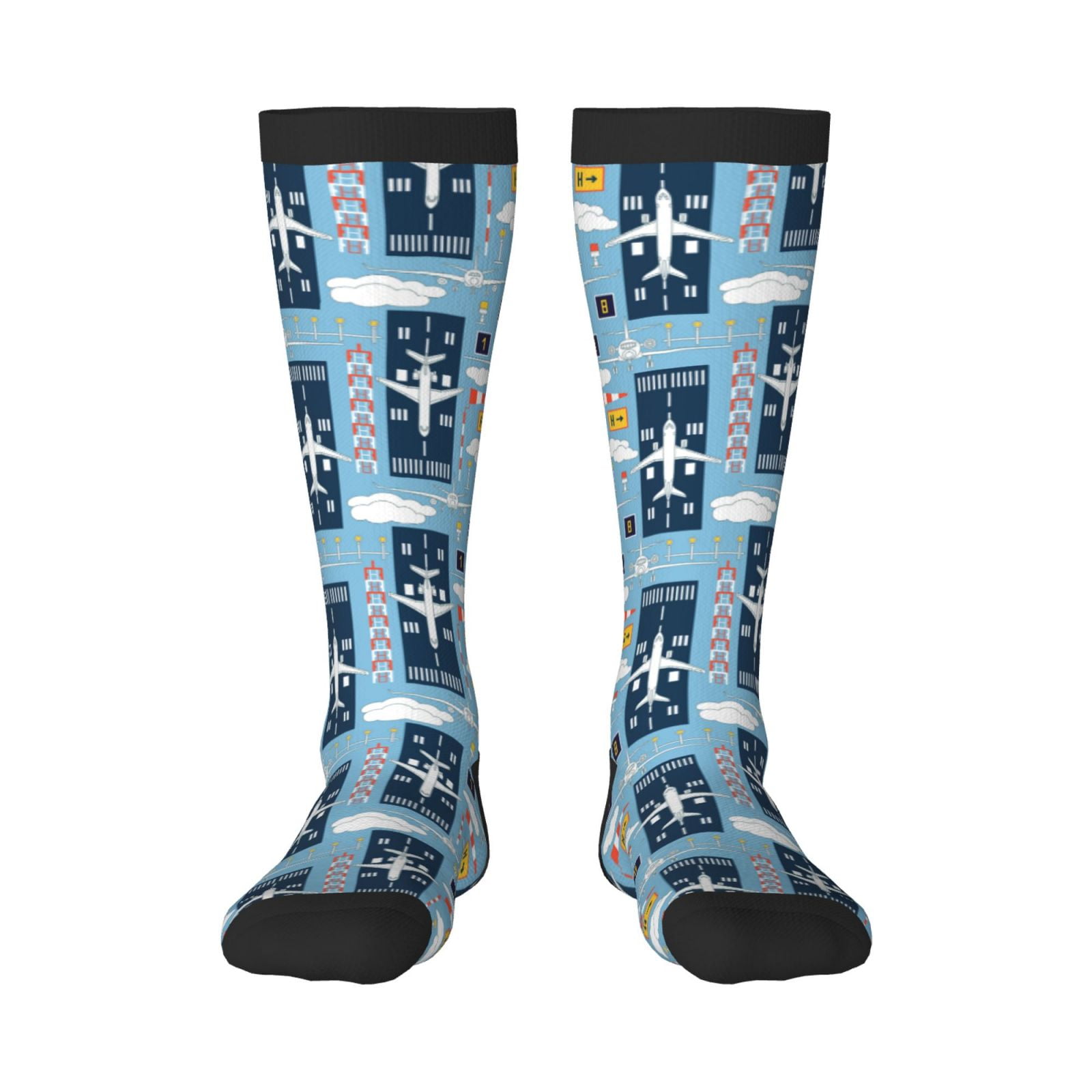 Haiem Airplanes and Aviation Signs Socks, Funny Novelty Crazy Design ...