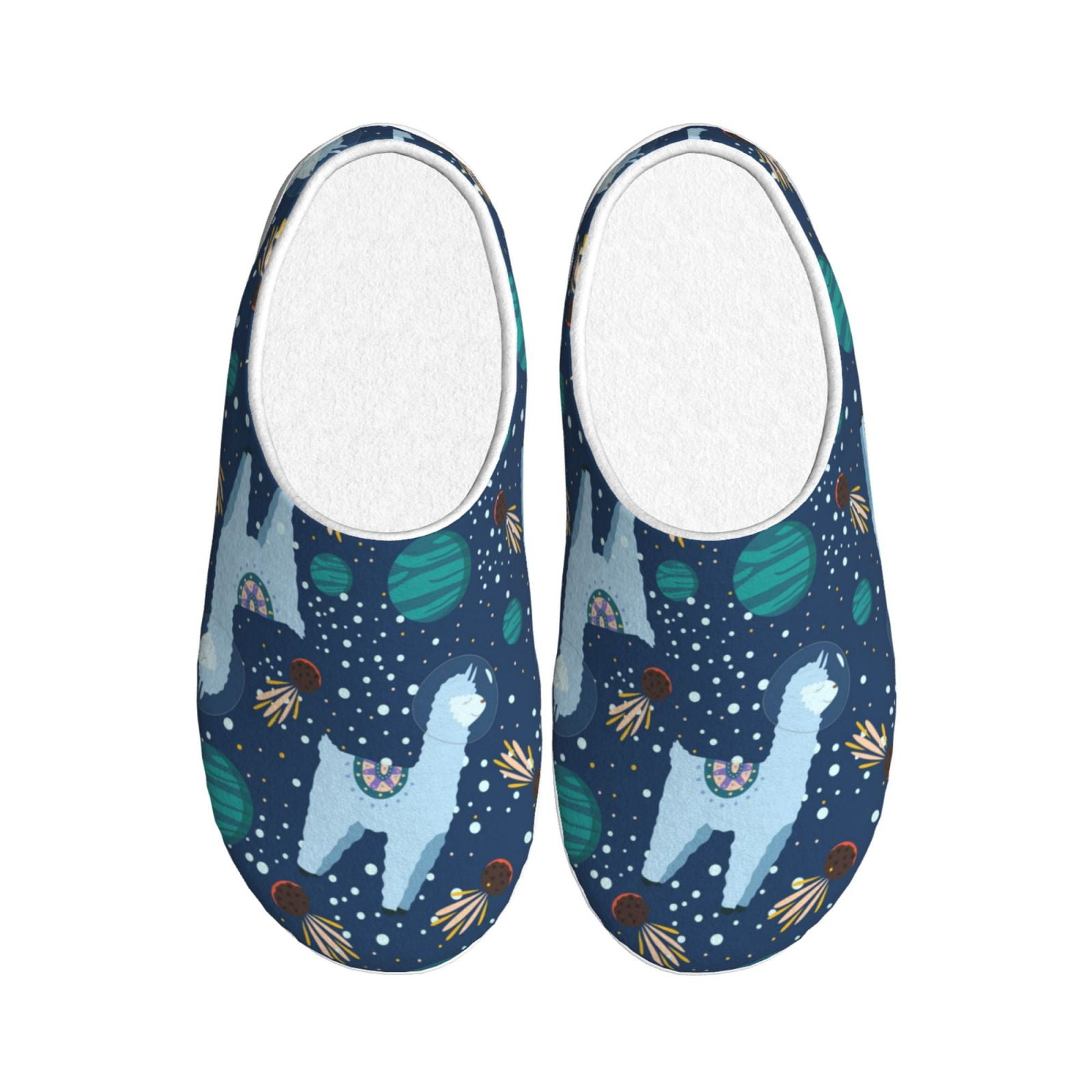 Haiem Alpaca Astronaut in Space Print Women's Fuzzy Memory Foam House ...