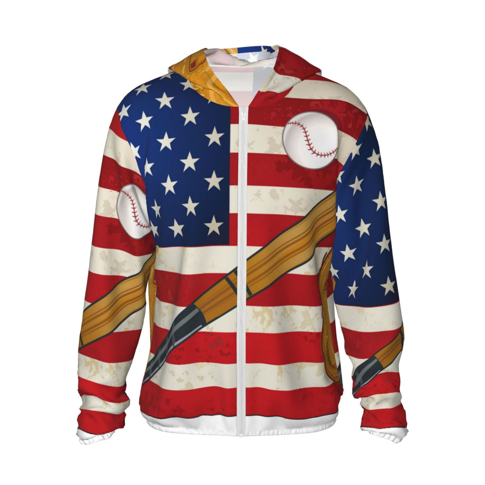Haiem American Flag And Baseball UPF 50+ Fishing Shirts for Men Long Sleeve UV Sun Protection ...