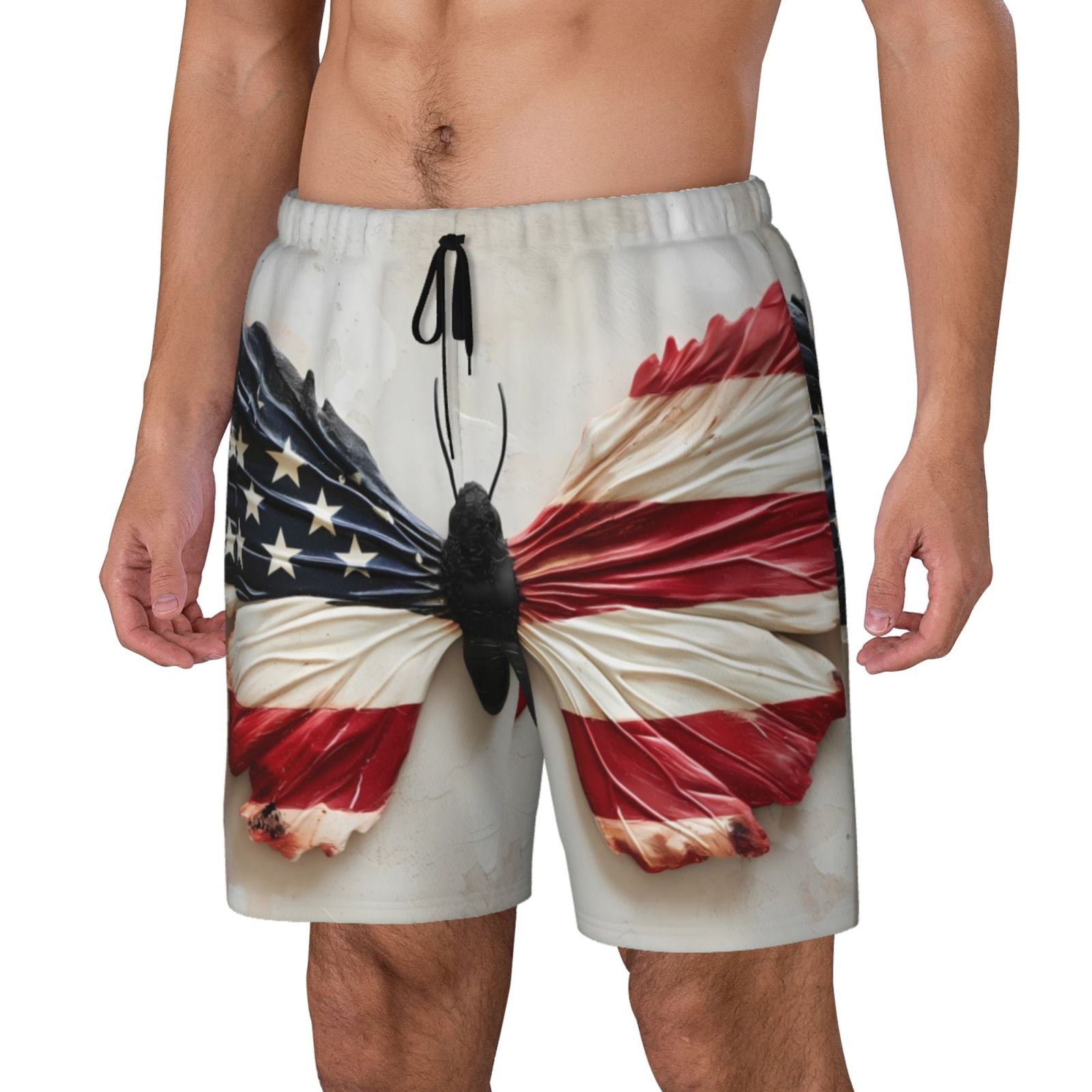 Haiem American Flag Butterfly Wall Mens Swim Trunks with Compression ...