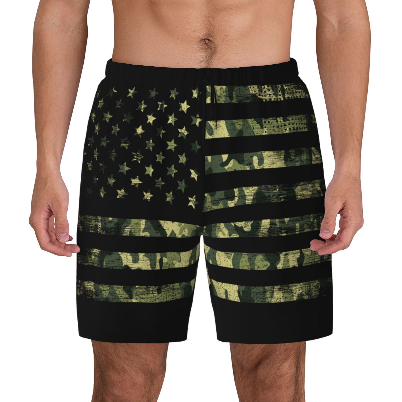 Haiem American Flag Camo Mens Swim Trunks with Compression Liner 2 in 1 ...