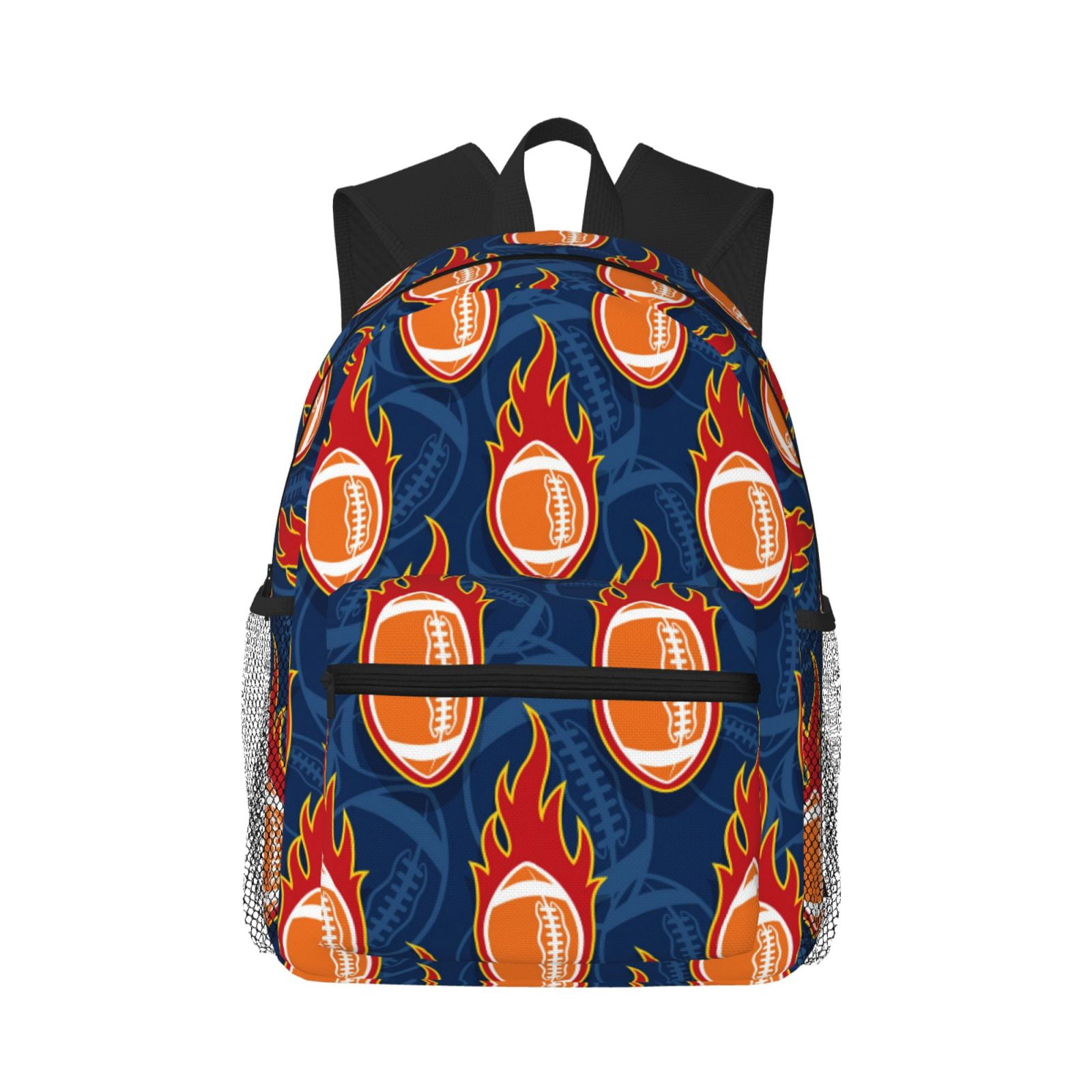 Haiem American Football and Fire Flames Lightweight Backpack for School ...
