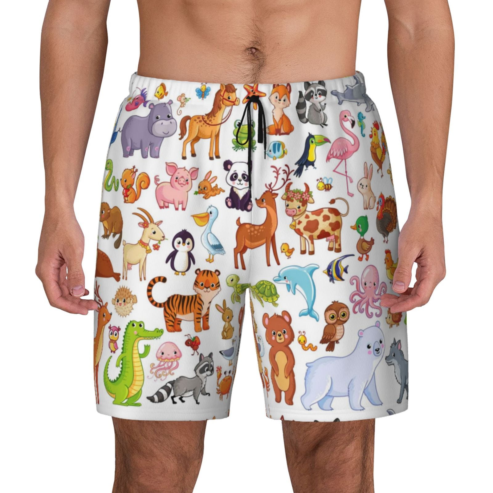 Haiem Animal Cartoon Style Mens Swim Trunks with Compression Liner 2 in ...