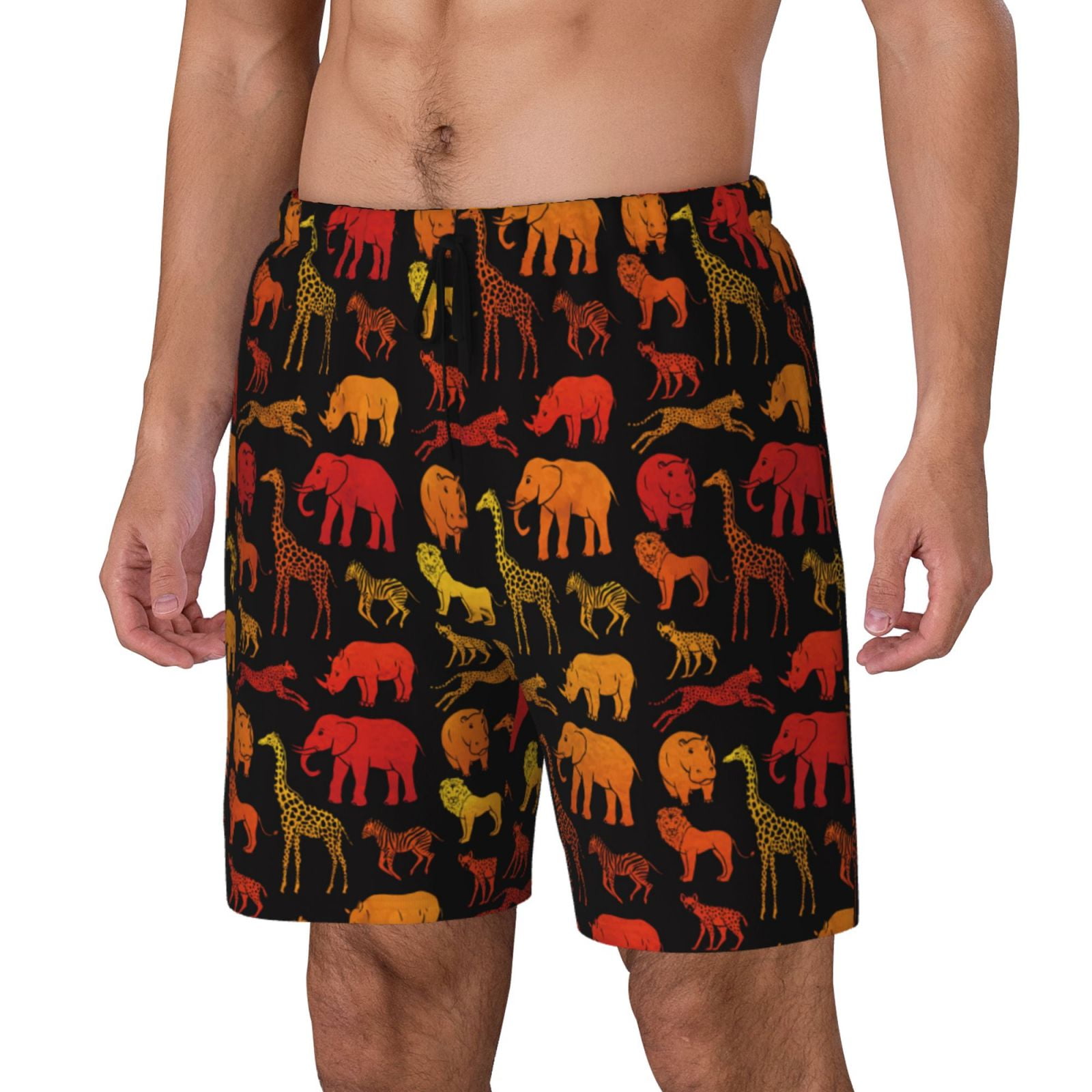 Haiem Animal Mens Swim Trunks with Compression Liner 2 in 1 Swimming ...