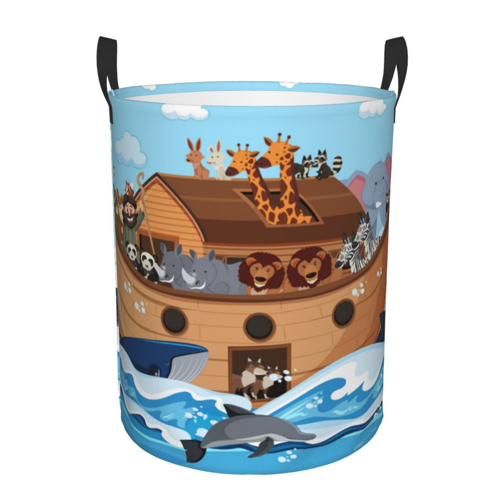 Haiem Animals On Noah'S Ark Leather Dirty Clothes Laundry Basket,Sturdy ...