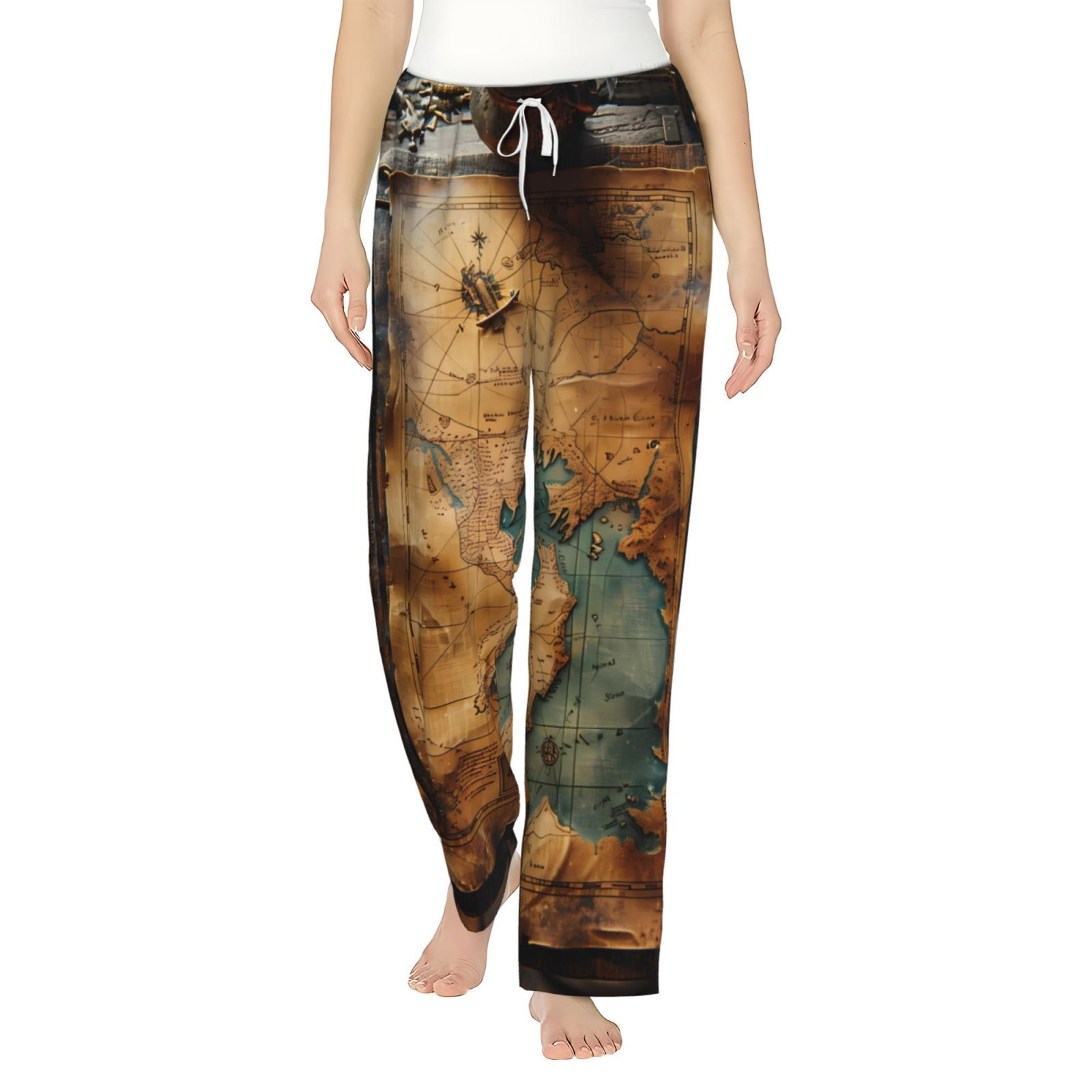 Haiem Antique Map Adventure Scene Women's Pajama Pants Ultra ...